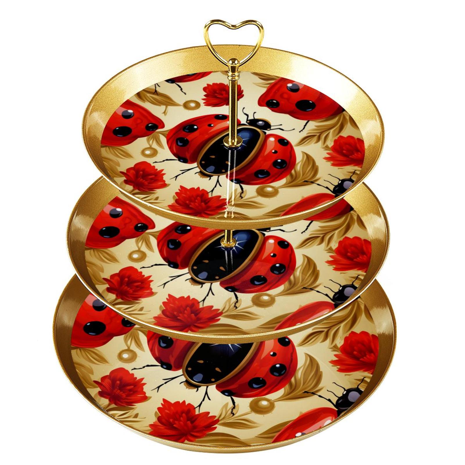 Seven Starred Ladybird Elegant Cupcake Stands with Plastic Discs and ...