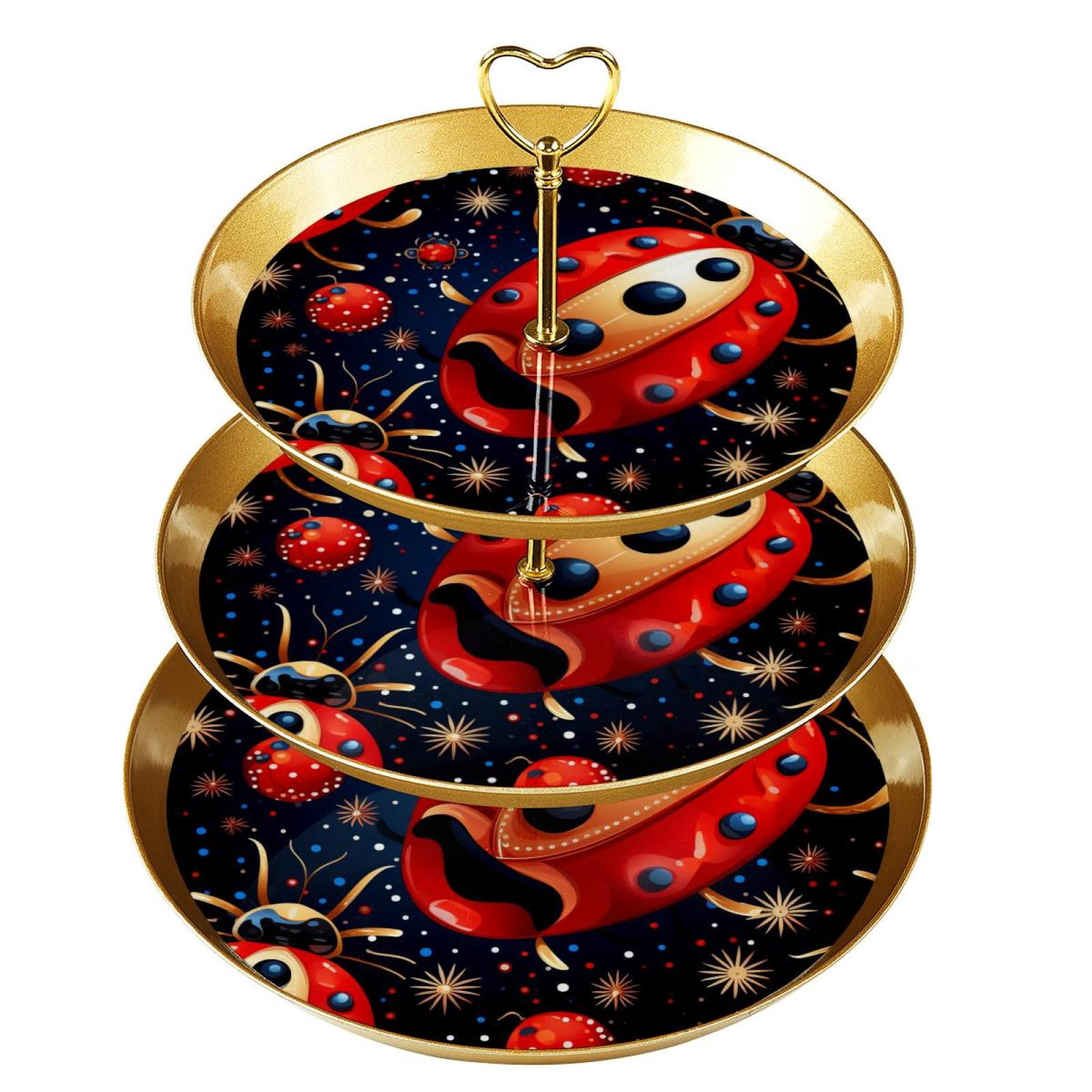 Seven Starred Ladybird Elegant Plastic Cupcake Stand with Iron Pillars ...