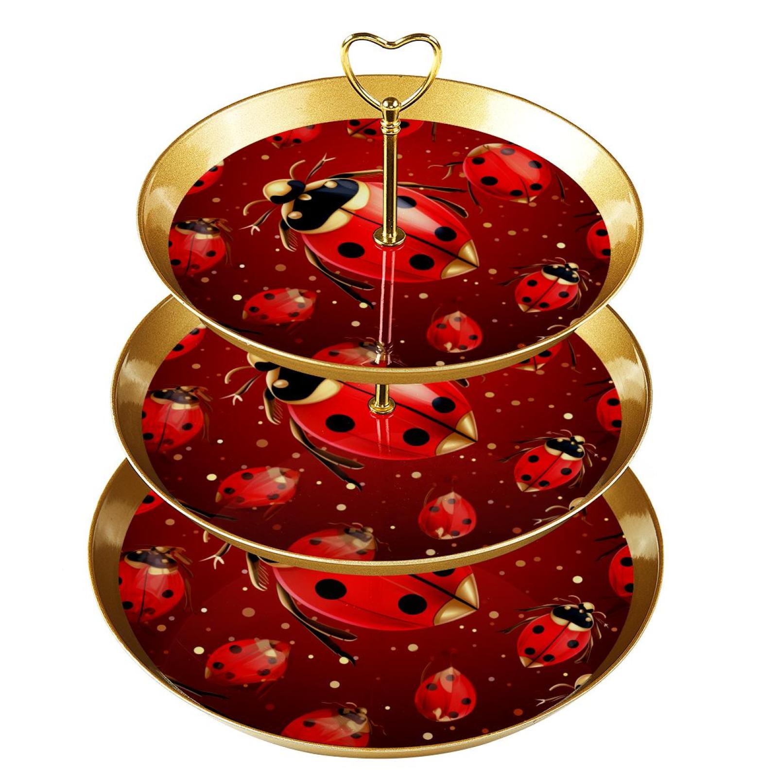 Seven Starred Ladybird Elegant Plastic Dessert Table Holder with Iron ...