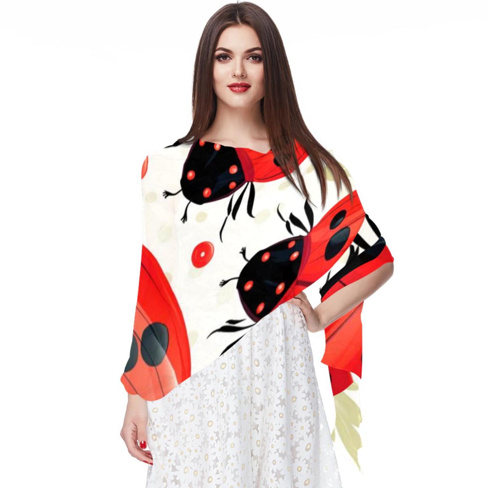 Seven Starred Ladybird Elegant Translucent Chiffon Silk Scarf 180*73 ...
