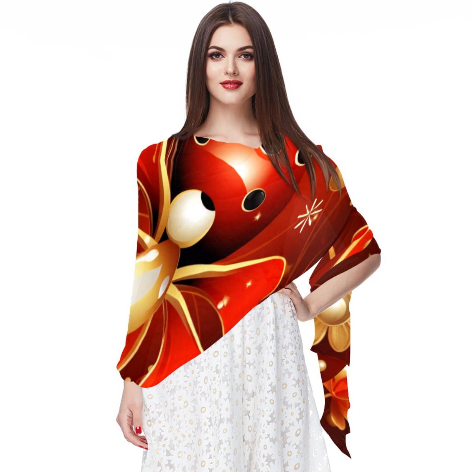 Seven Starred Ladybird Elegant Translucent Chiffon Silk Scarf 180*73 ...