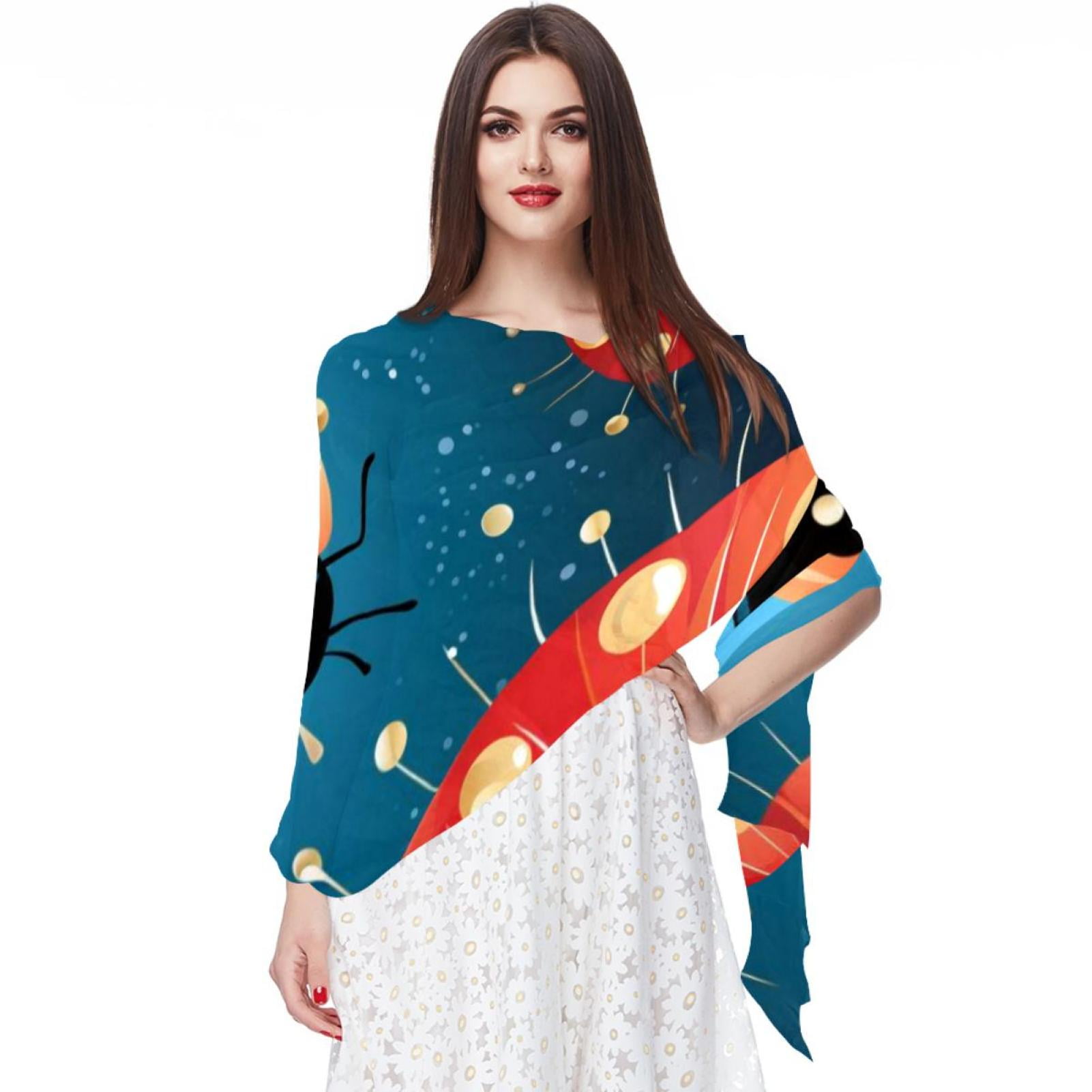 Seven Starred Ladybird Elegant Translucent Chiffon Silk Scarf for Women ...