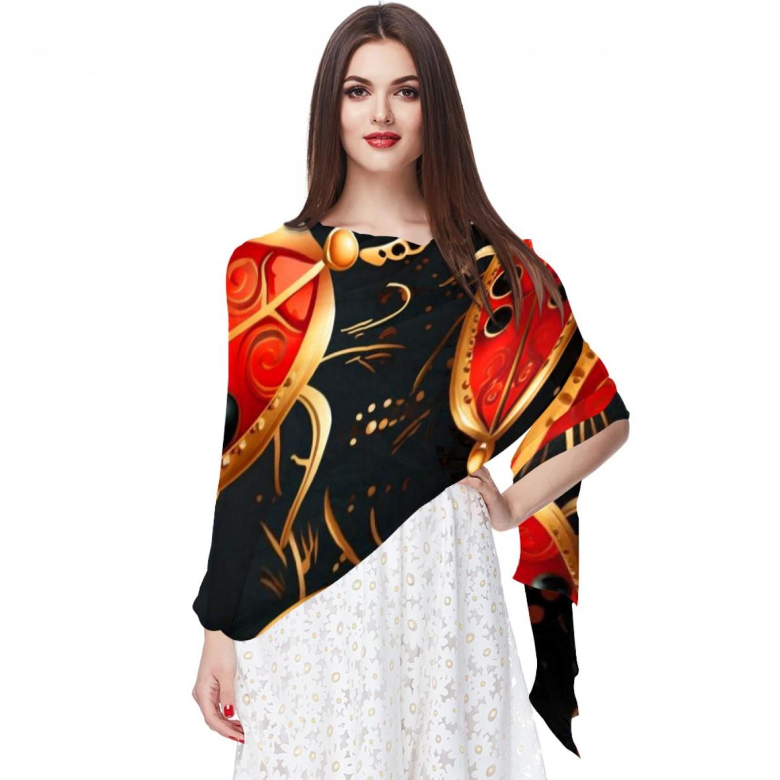 Seven Starred Ladybird Elegant Translucent Chiffon Silk Scarf for Women ...