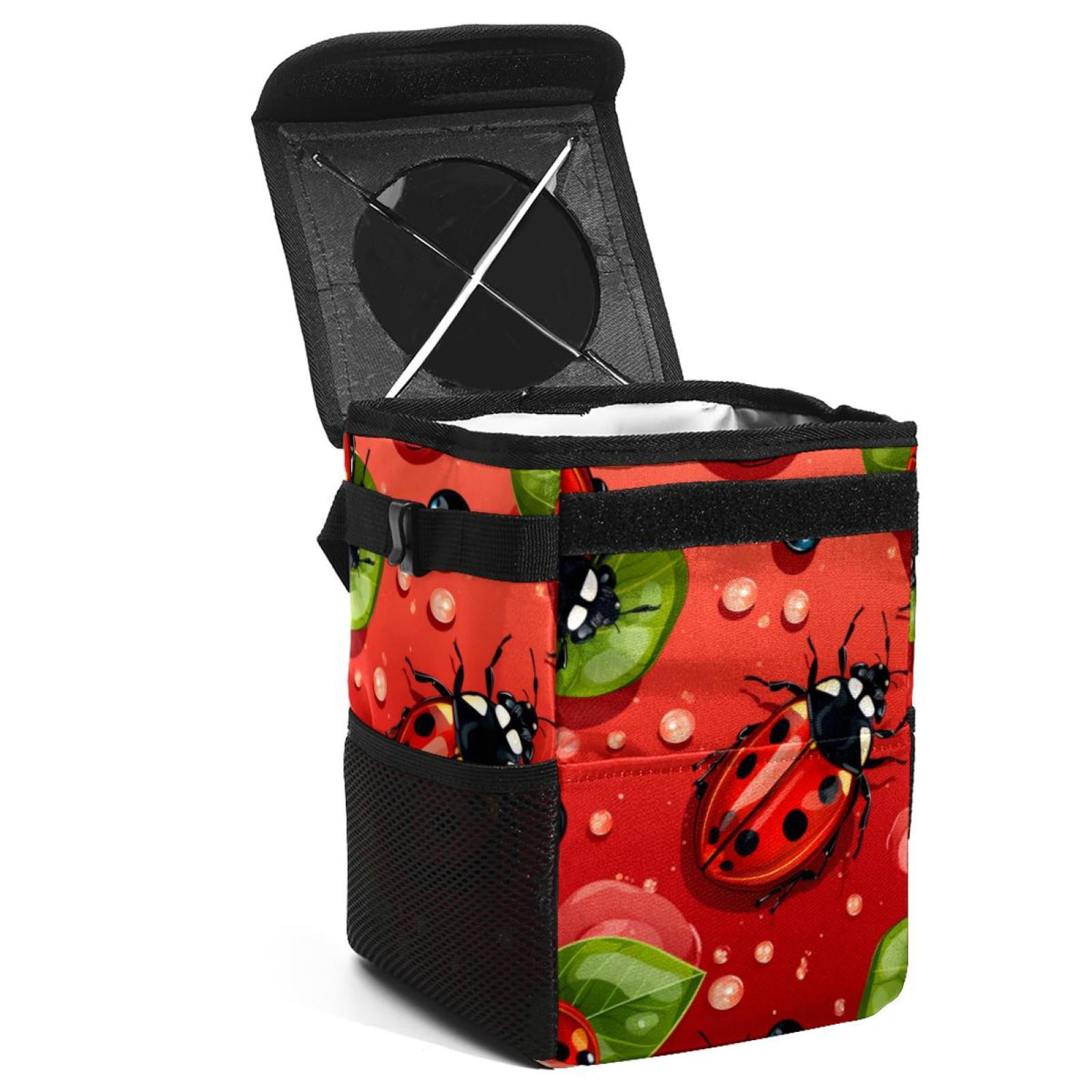 Seven Starred Ladybird Foldable Car Garbage Can with Lid, Leak-proof ...