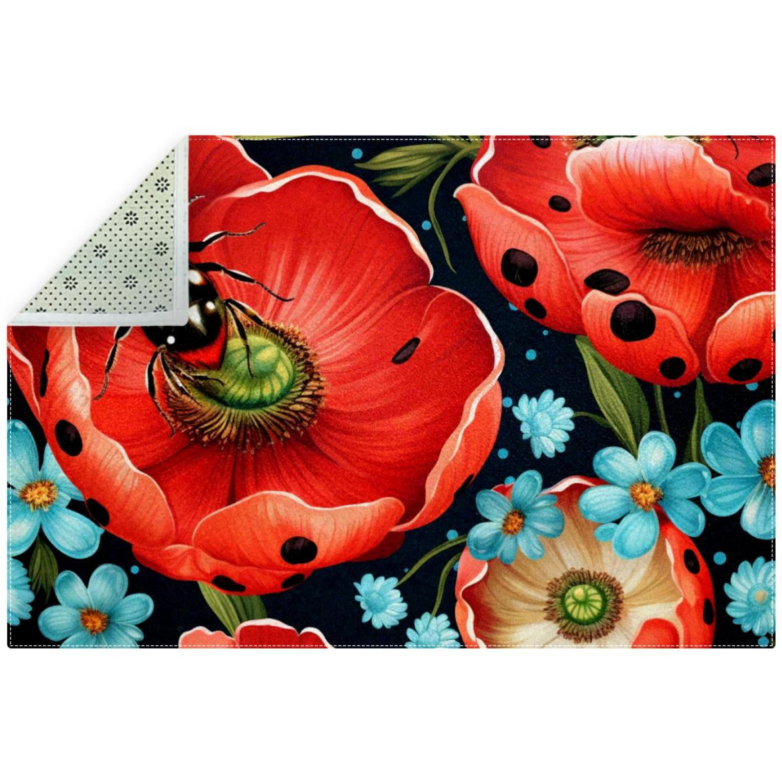 Seven Starred Ladybird Grey Polyester Right-Angle Floor Mat for Home ...