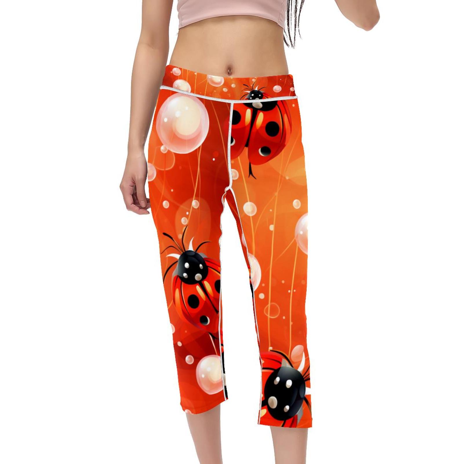 Seven Starred Ladybird High Waist Capris Gym Leggings Yoga Pants Women ...