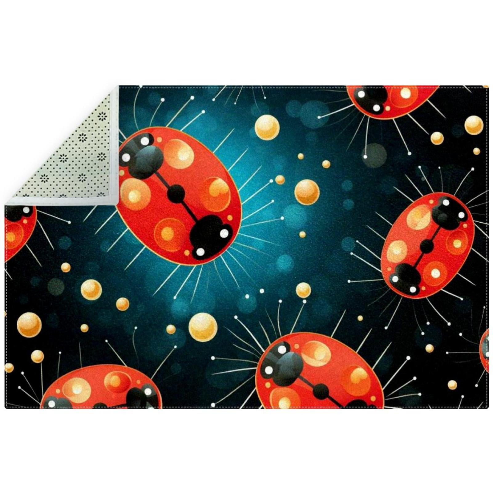 Seven Starred Ladybird Indoor Outdoor Polyester Floor Mat - Stain and ...