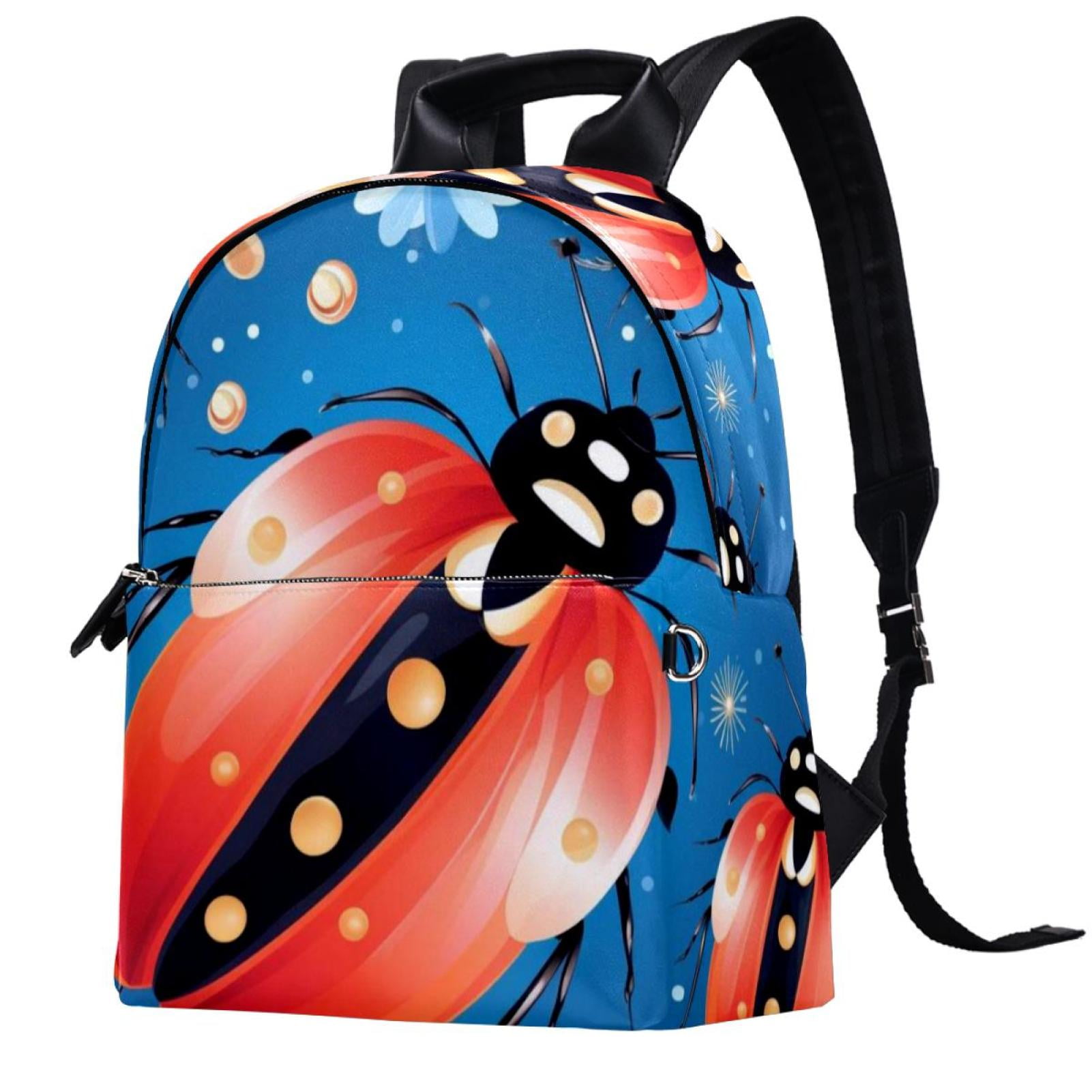 Seven Starred Ladybird Leather Preppy Backpack for Work School Camping ...