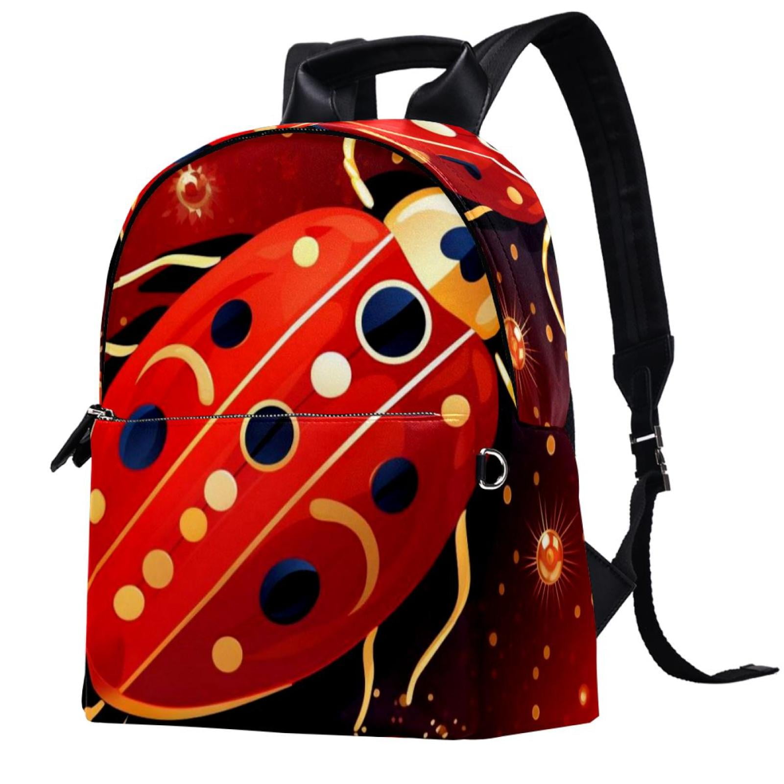 Seven Starred Ladybird Leather Preppy Backpack for Work School Camping ...