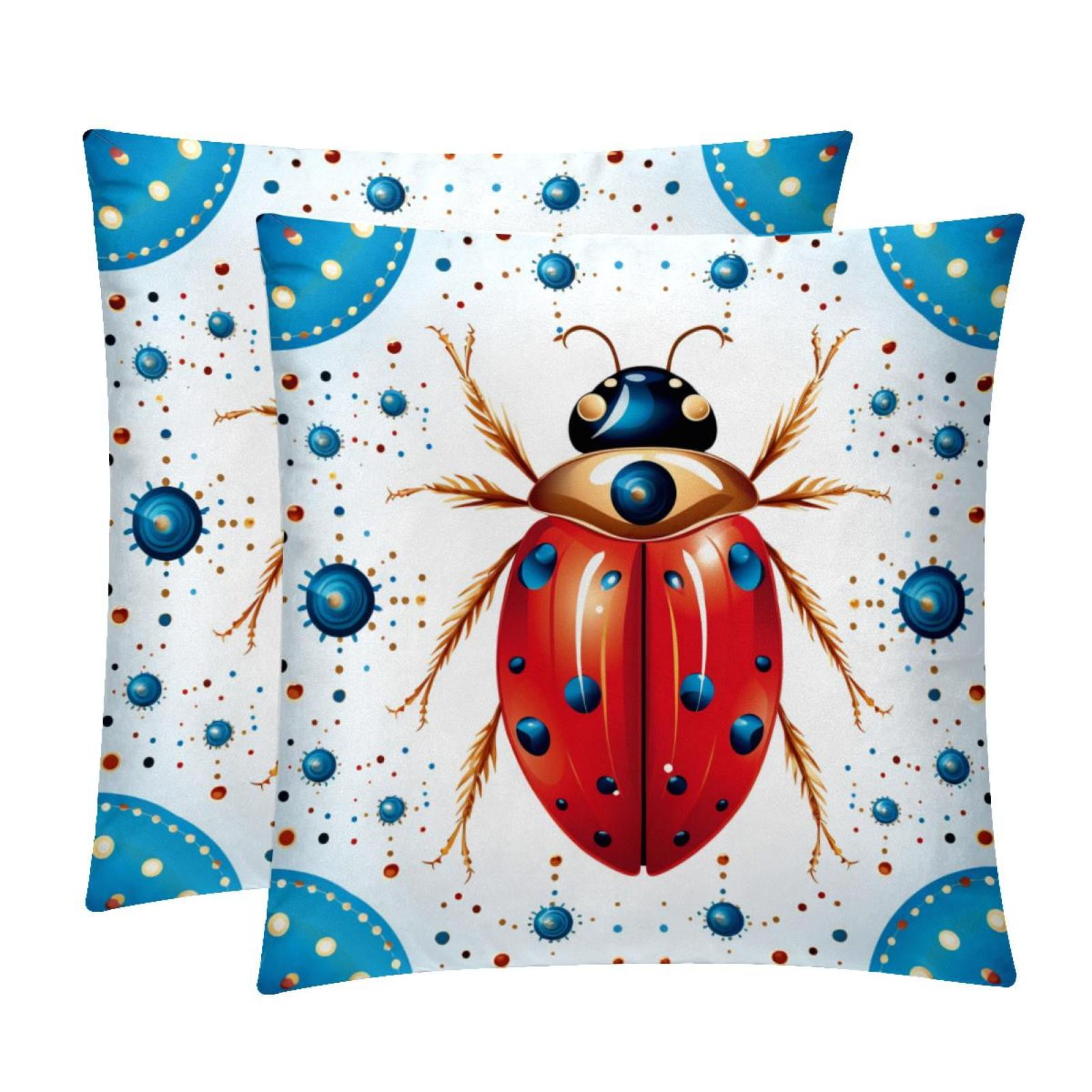 Seven Starred Ladybird Luxurious Velvet Throw Covers Pillow Inserts ...