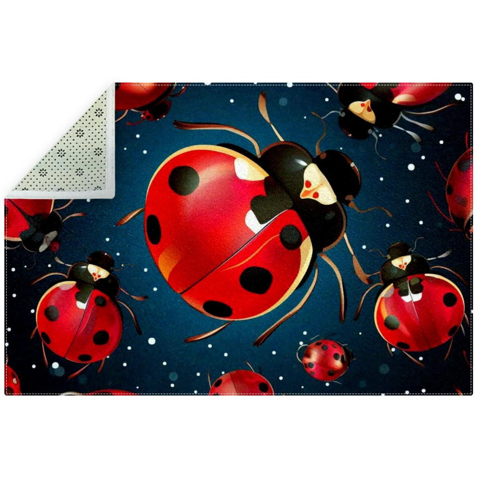 Seven Starred Ladybird Modern Geometric Polyester Area Rug - Soft and ...
