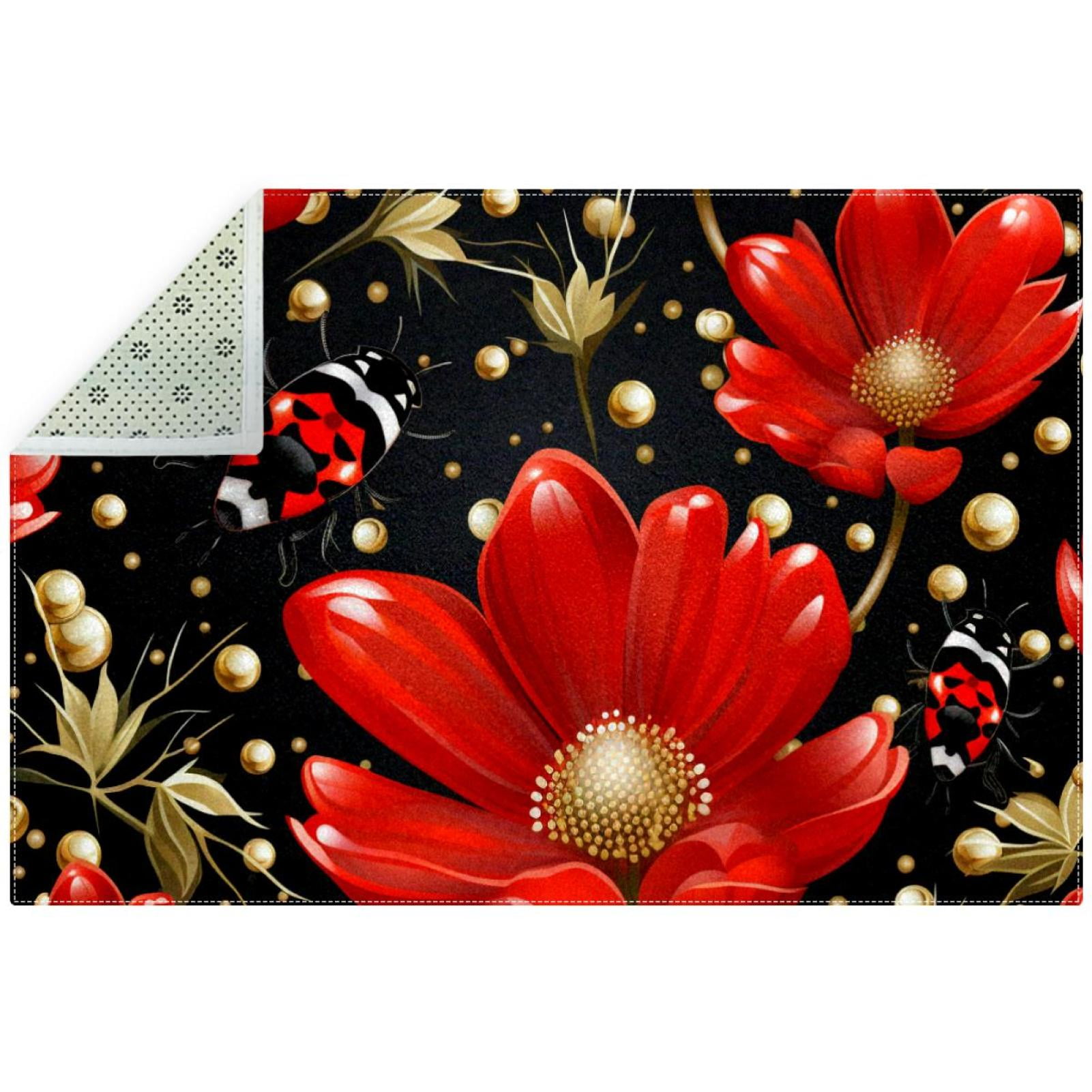Seven Starred Ladybird Modern Style Polyester Rectangular Door Mat with ...