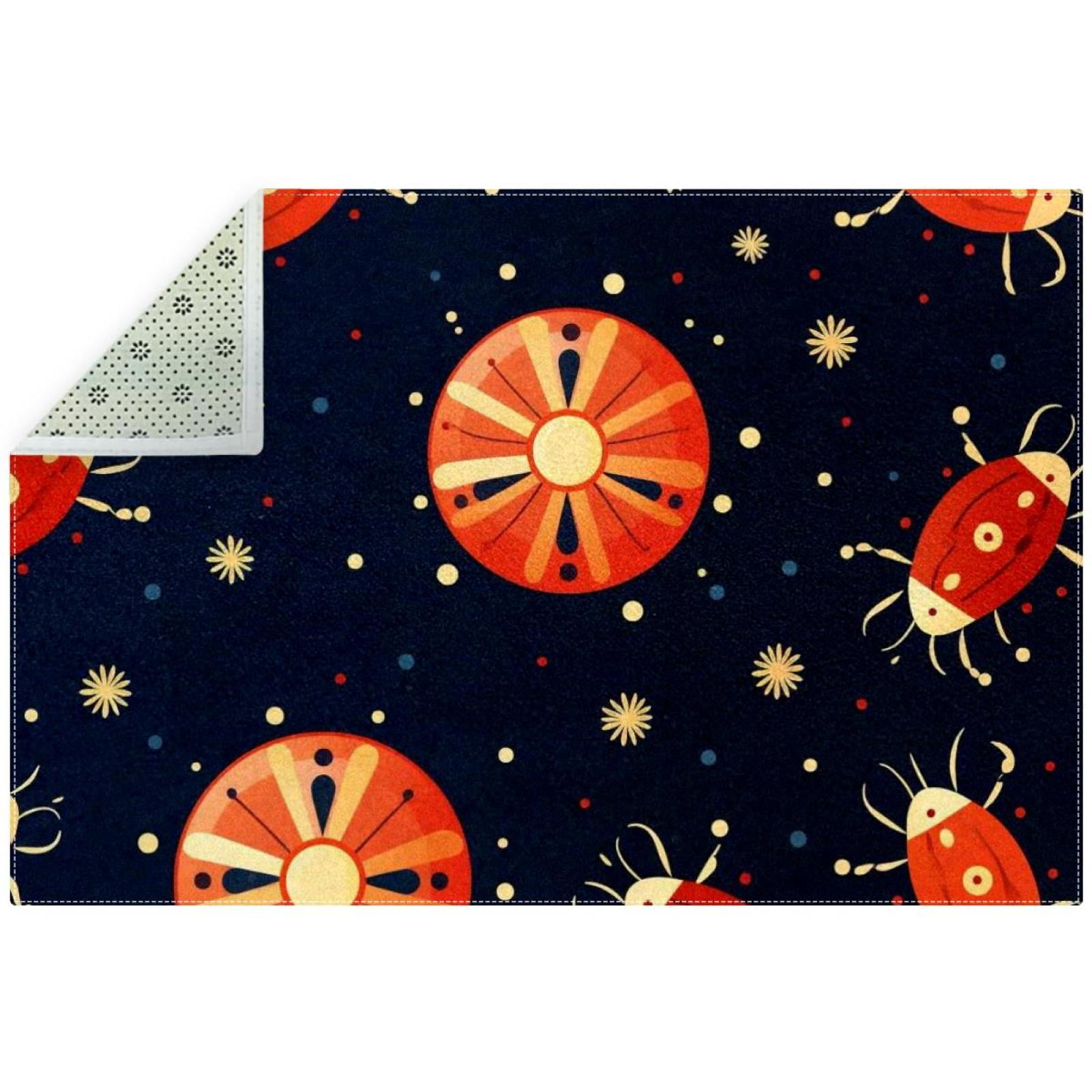 Seven Starred Ladybird Polyester Right-Angle Floor Mat for Home and ...