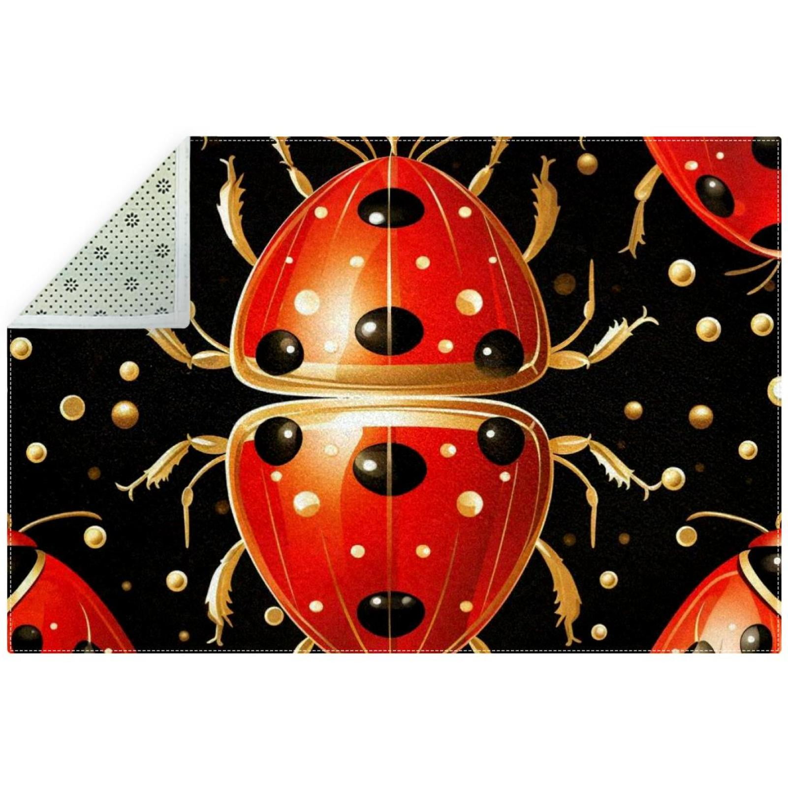 Seven Starred Ladybird Soft Polyester Area Rug - Modern Floor Mat for ...