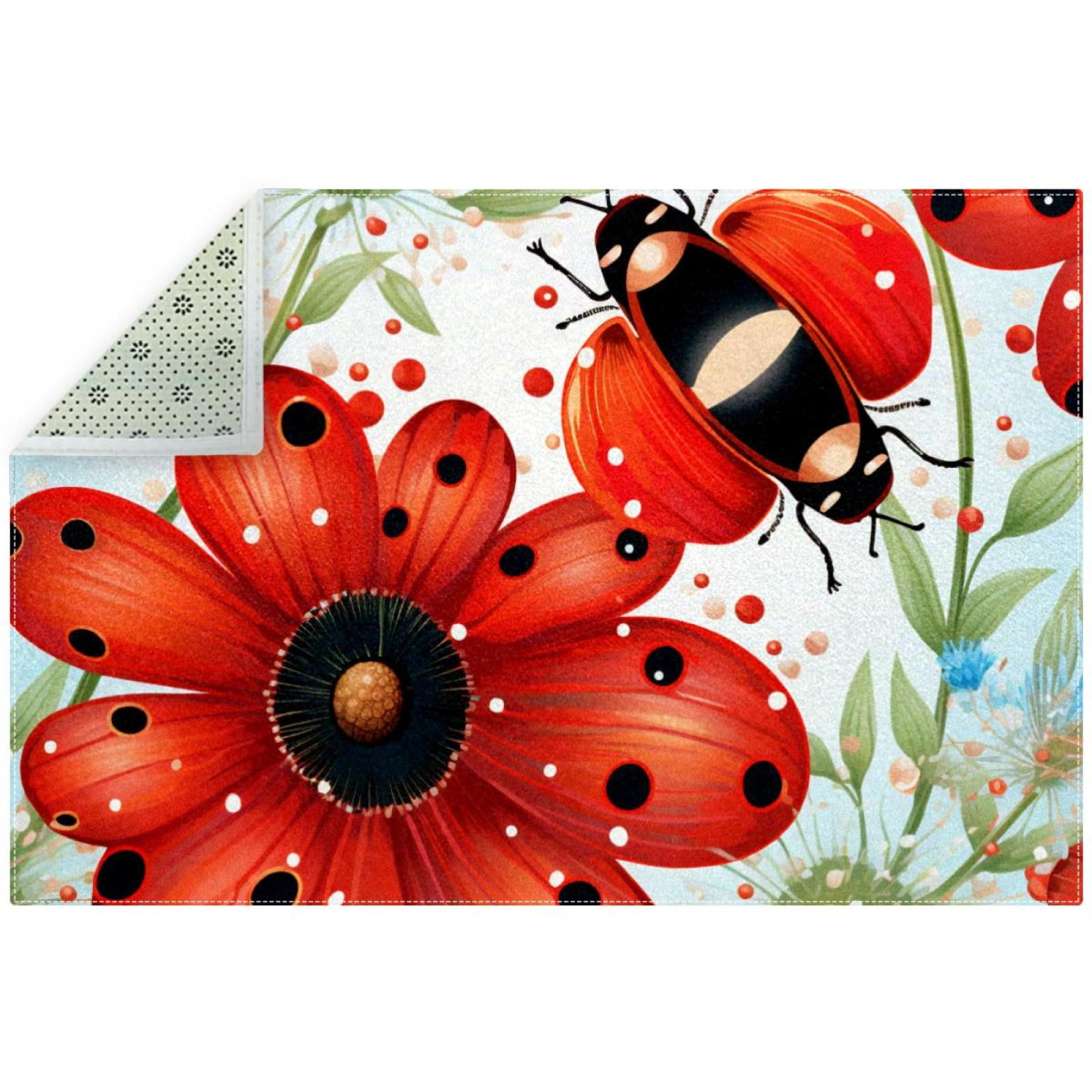 Seven Starred Ladybird Soft Polyester Floor Mat for a Cozy Home Decor ...