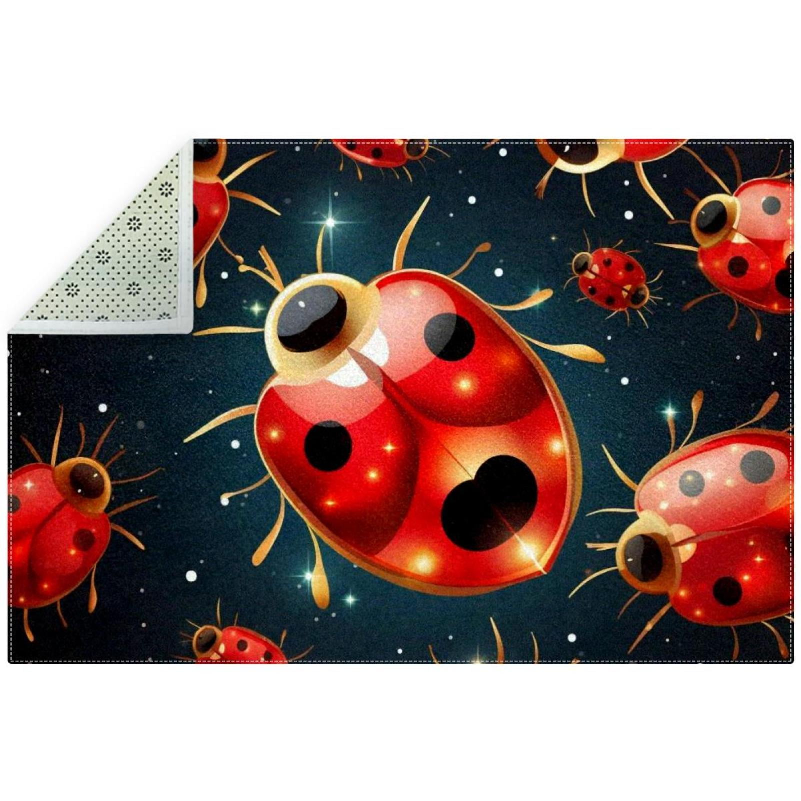 Seven Starred Ladybird Soft Polyester Indoor Rug - Stylish Floor Mat ...