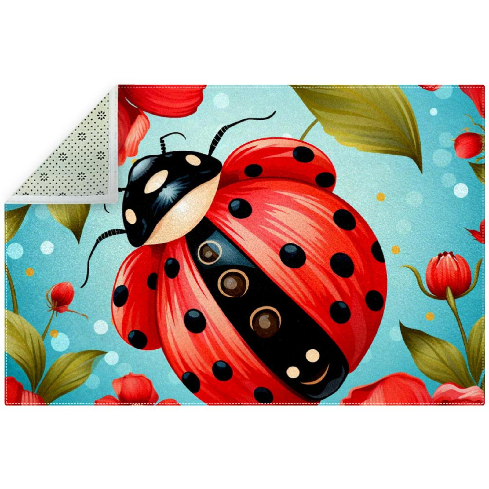 Seven Starred Ladybird Square Polyester Floor Mat for Kitchen ...