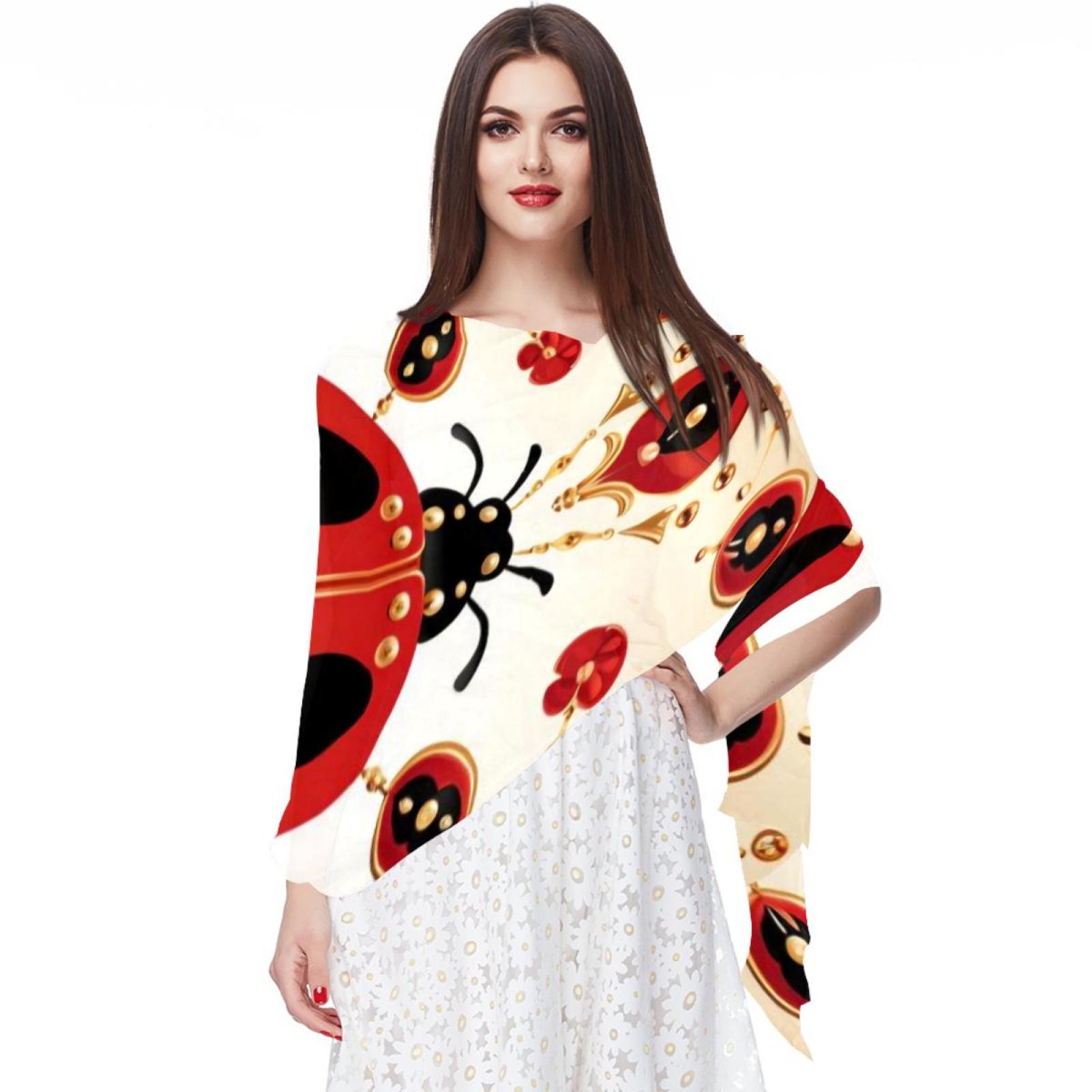 Seven Starred Ladybird Translucent Breathable Chiffon Yarn Silk Scarf ...