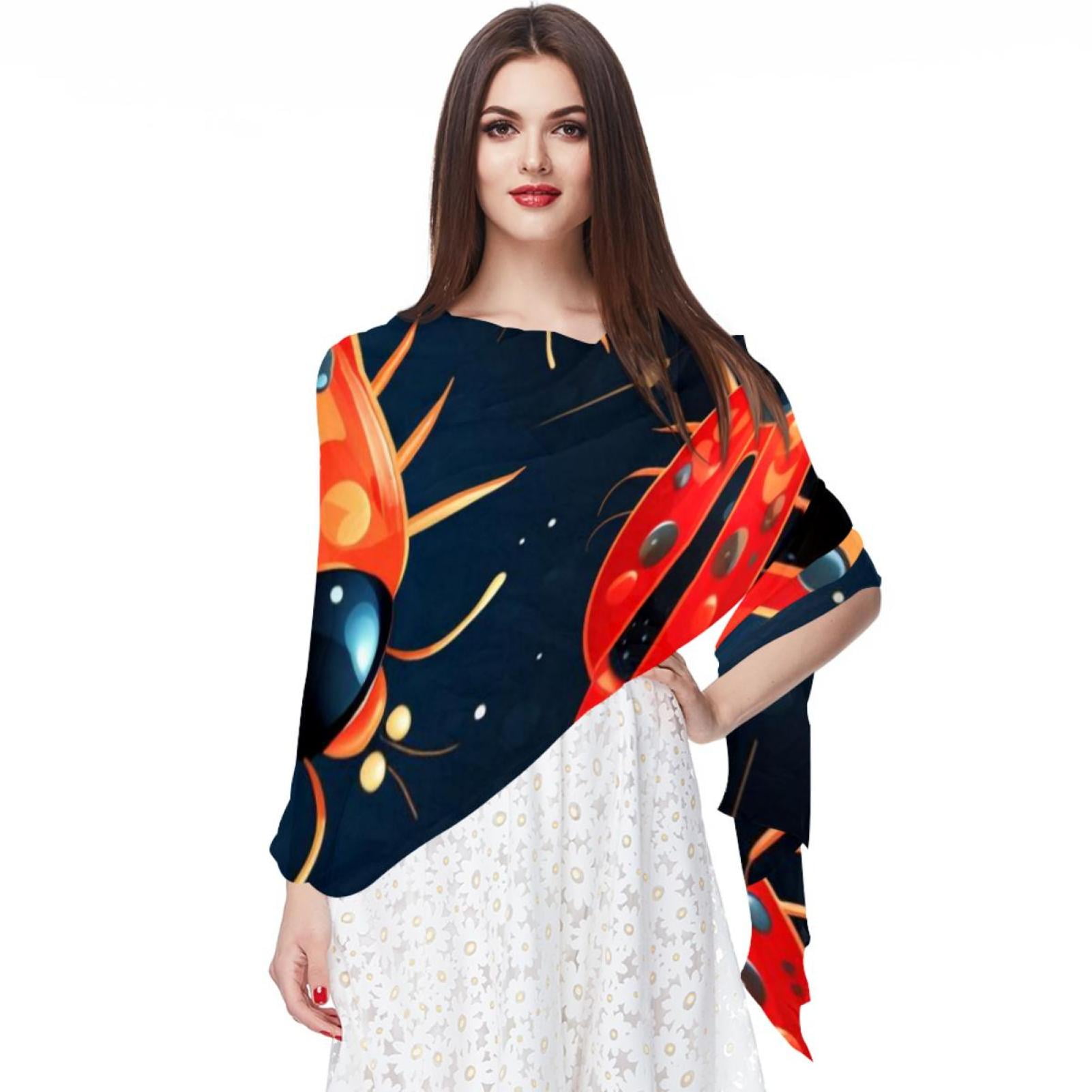 Seven Starred Ladybird Translucent Chiffon Silk Scarf Light Breathable ...