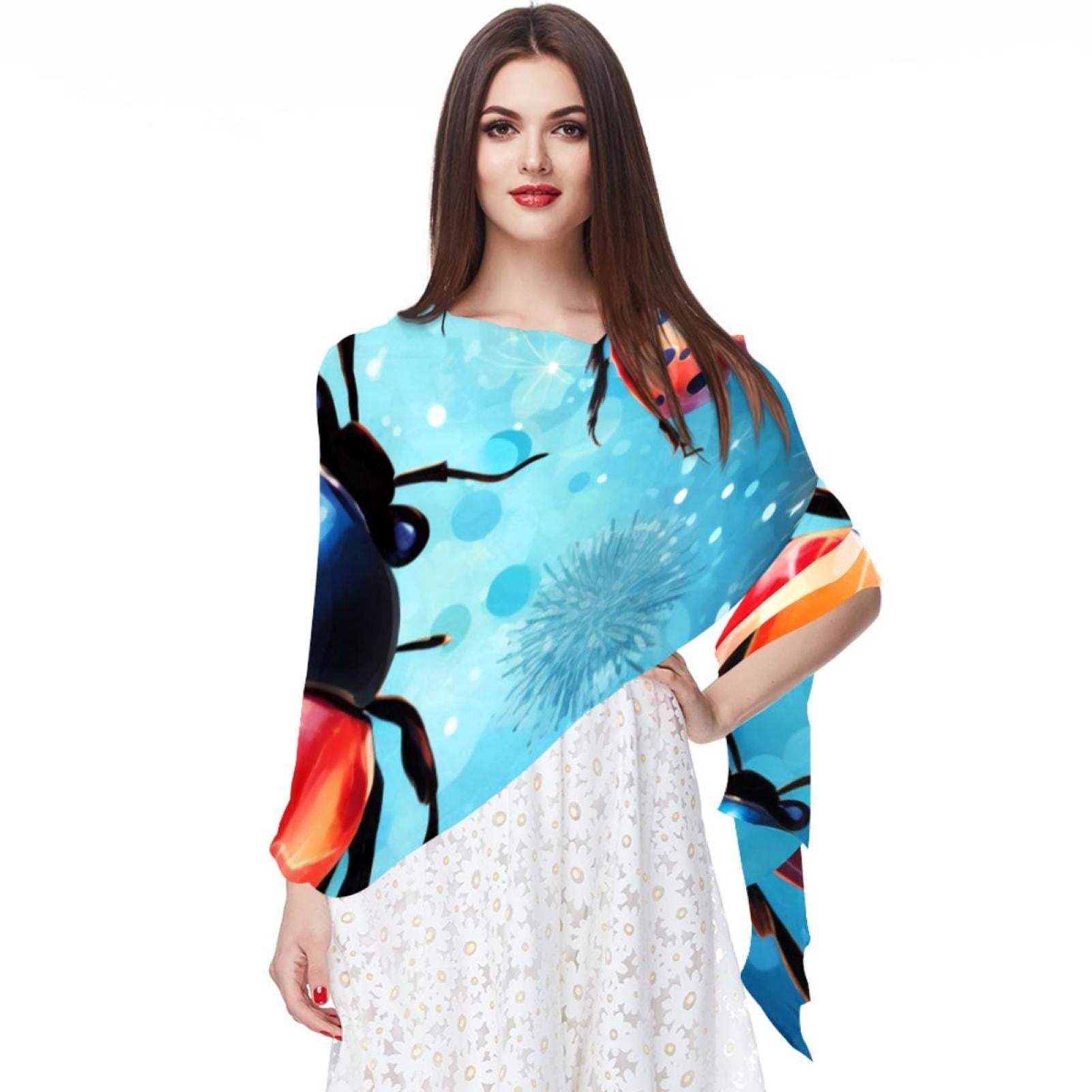 Seven Starred Ladybird Translucent Chiffon Yarn Silk Scarf - Light ...