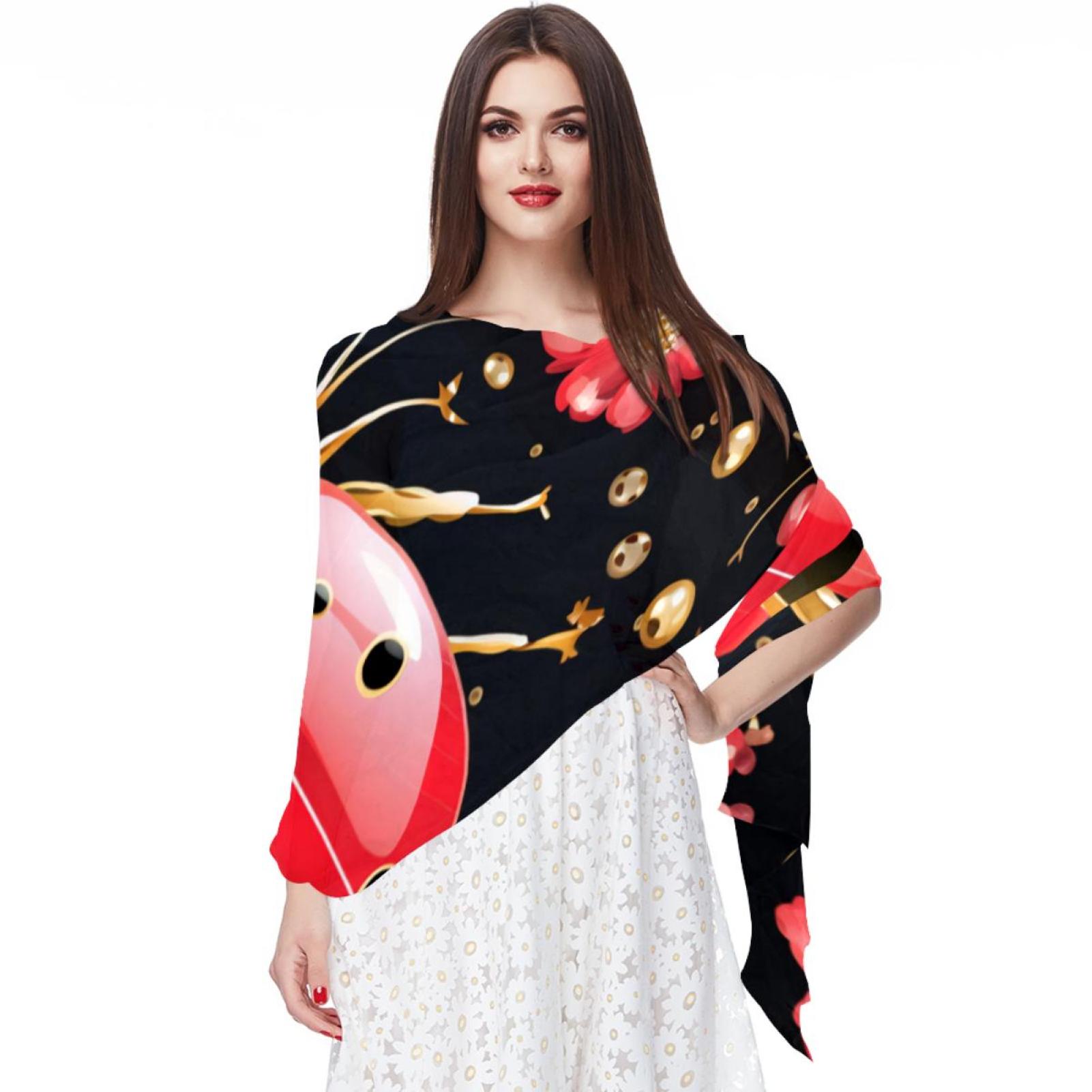 Seven Starred Ladybird Translucent Chiffon Yarn Silk Scarf ...