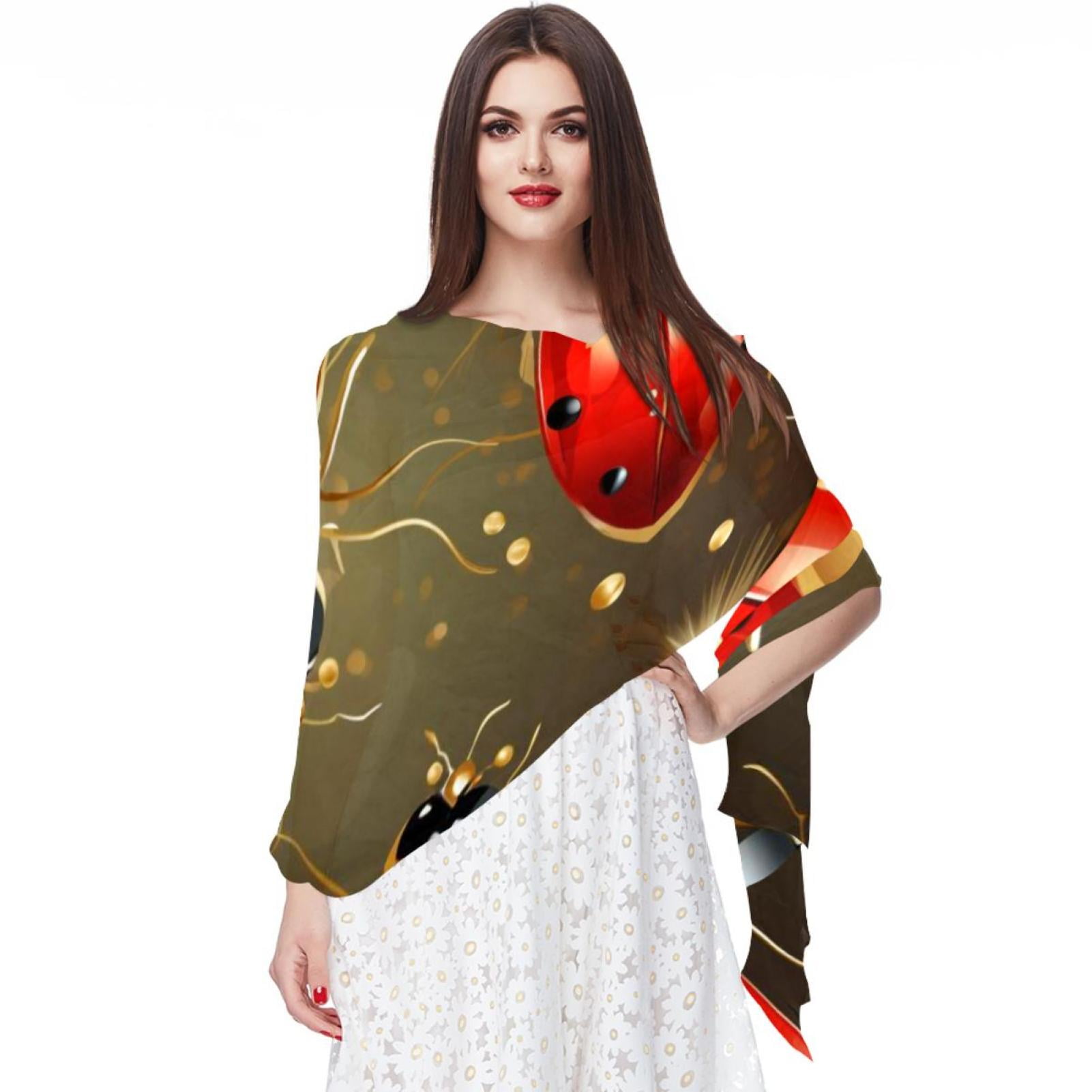 Seven Starred Ladybird Translucent Chiffon Yarn Silk Scarf ...