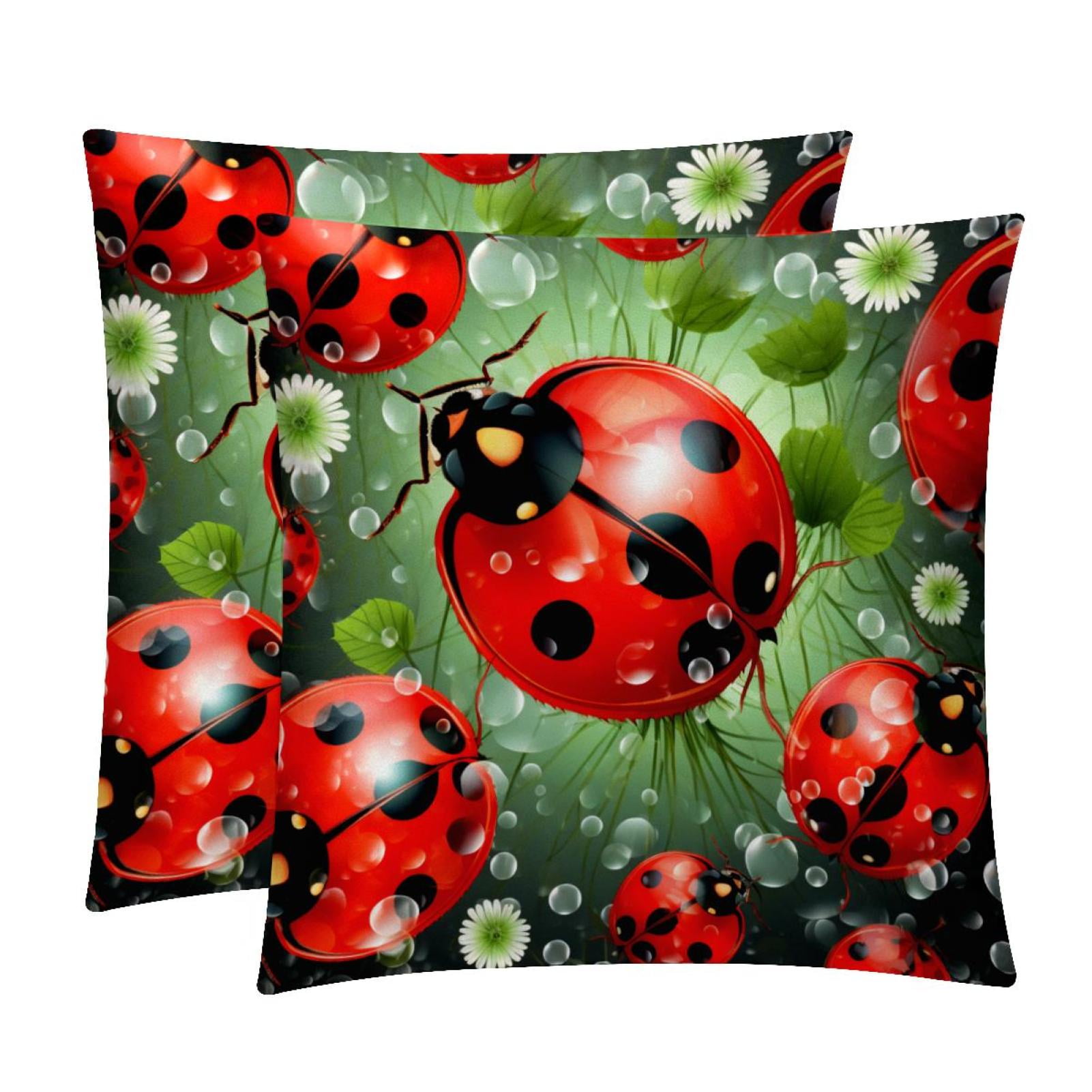 Seven Starred Ladybird with Unique Patterns Covers - Set of 2 Throw ...