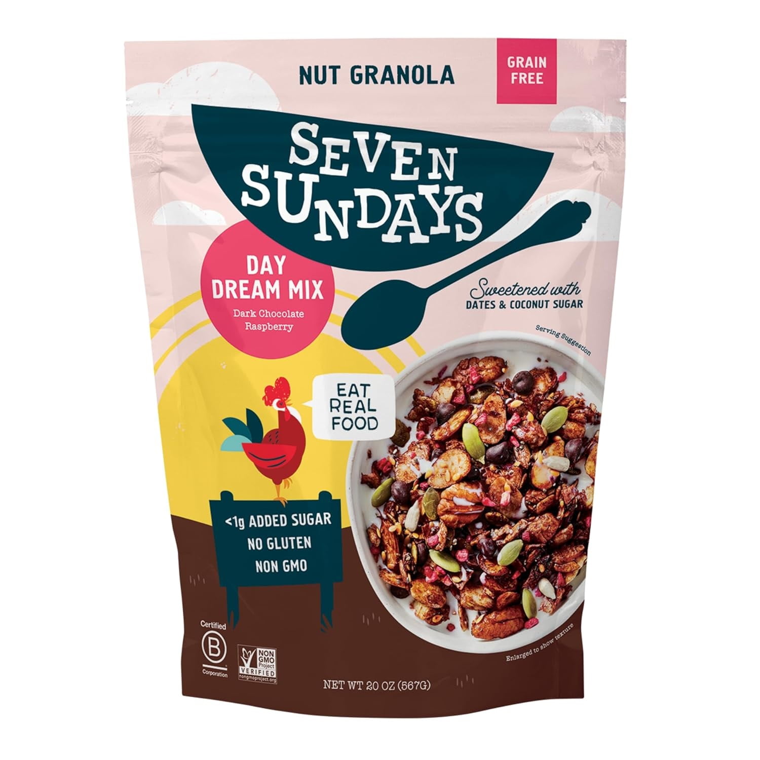 Seven Sundays Dark Chocolate Raspberry Nut Granola, 20 Ounce - Walmart.com