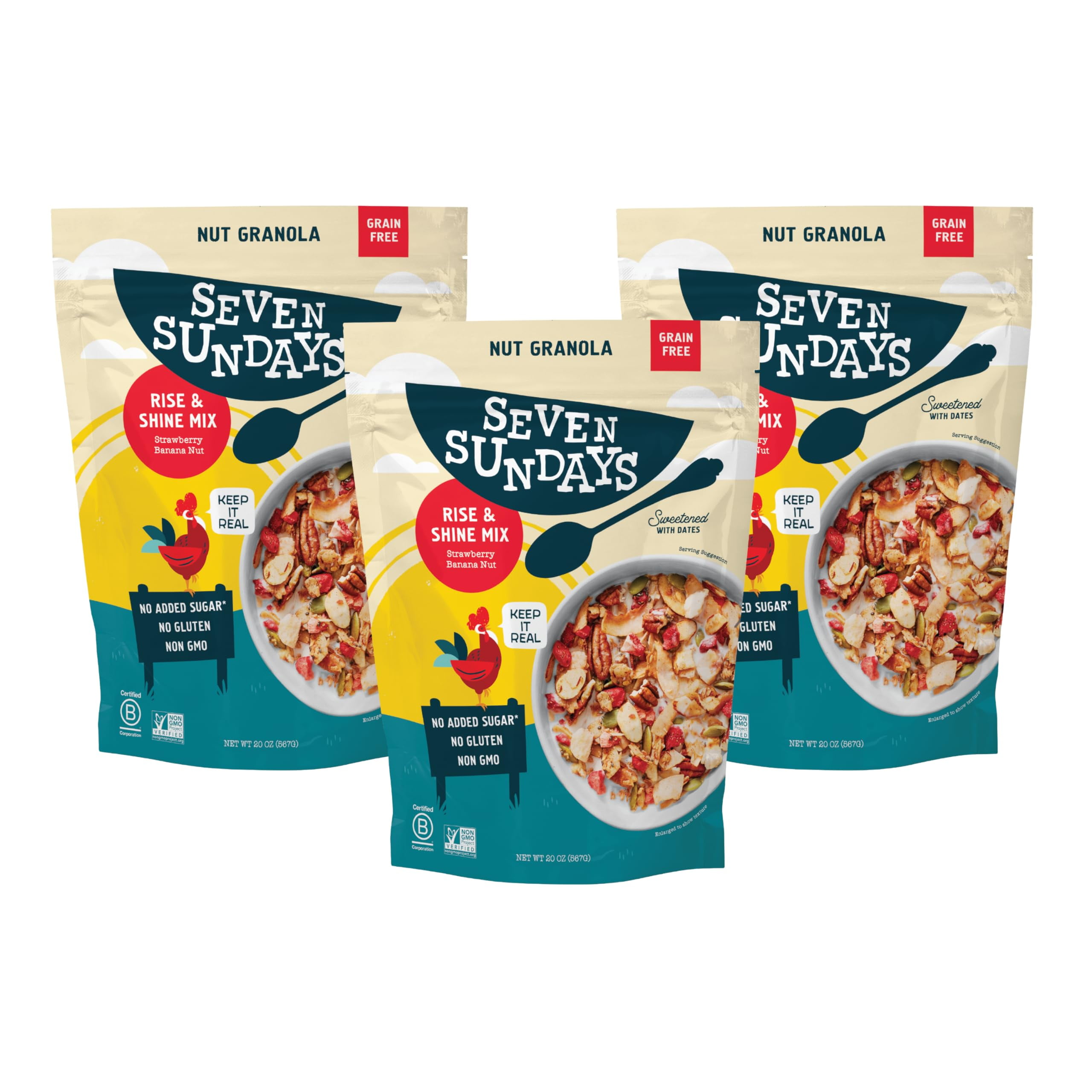 Seven Sundays Nut Granola MSF2 Cereal, Rise & Shine Strawberry Banana ...