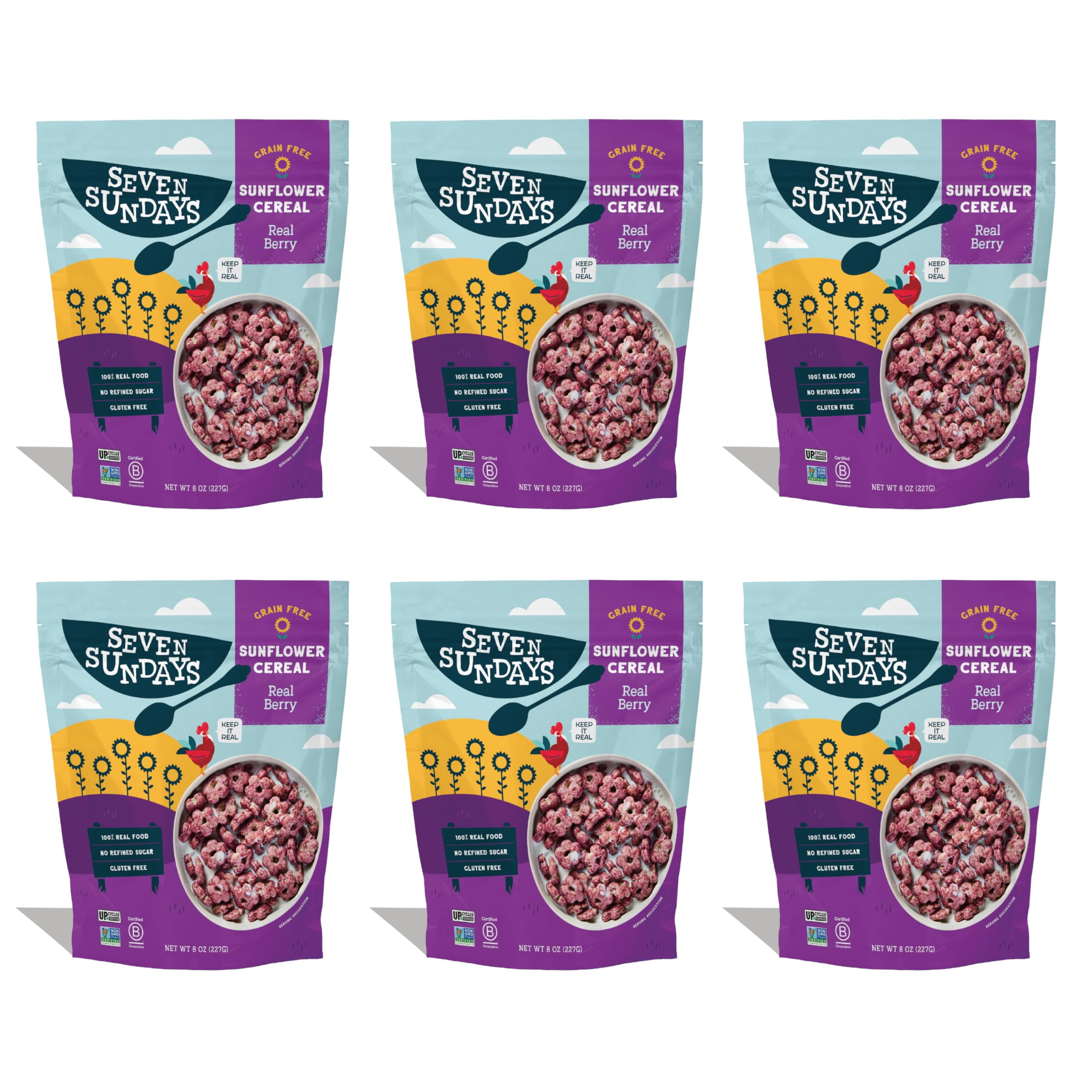 Seven Sundays Sunflower Cereal, OKA4 Real Berry, 8 Oz Bag (Pack of 6 ...