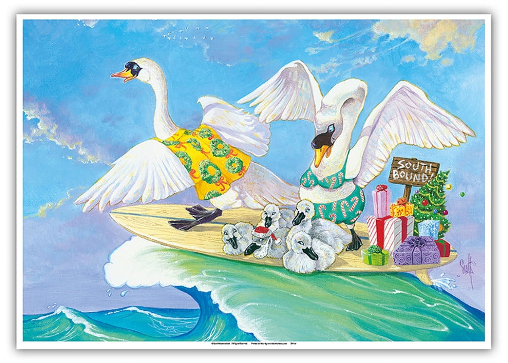 Seven Swans a-Swimming - Migration Surfboard Style - From an Original ...