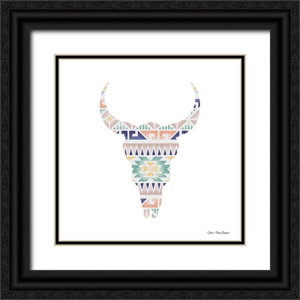 Seven Trees Design 26x26 Black Ornate Wood Framed with Double Matting ...