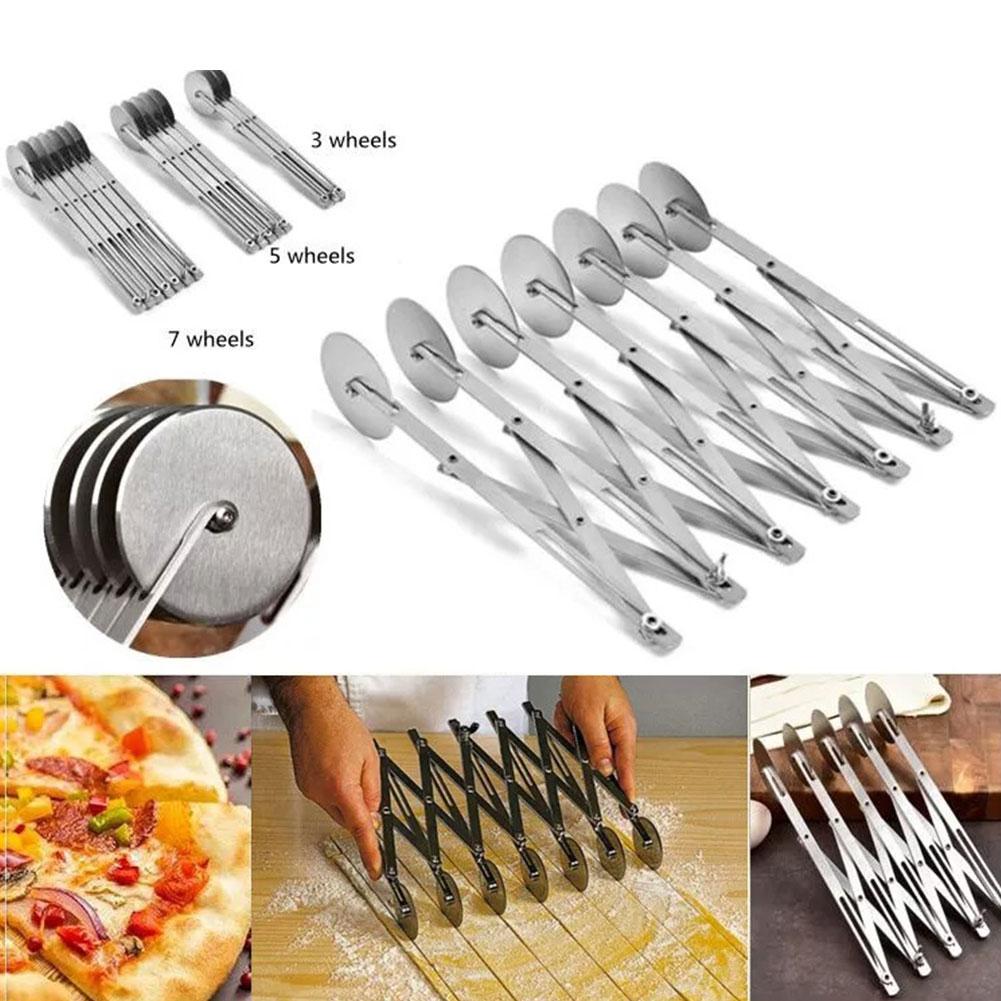 Seven-Wheel Pizza Cutter Retractable Stainless Steel Pizza Multi-Wheel ...