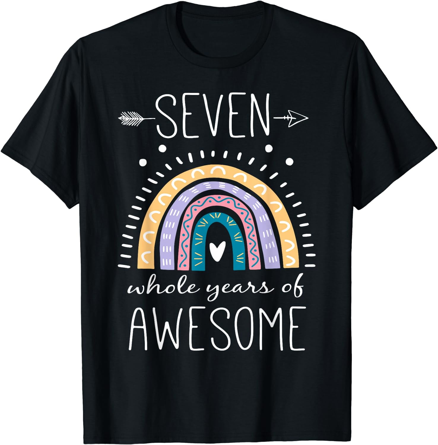 Seven Whole Years Of Awesome 7 Year Old Gifts 7 BDay Rainbow T-Shirt ...