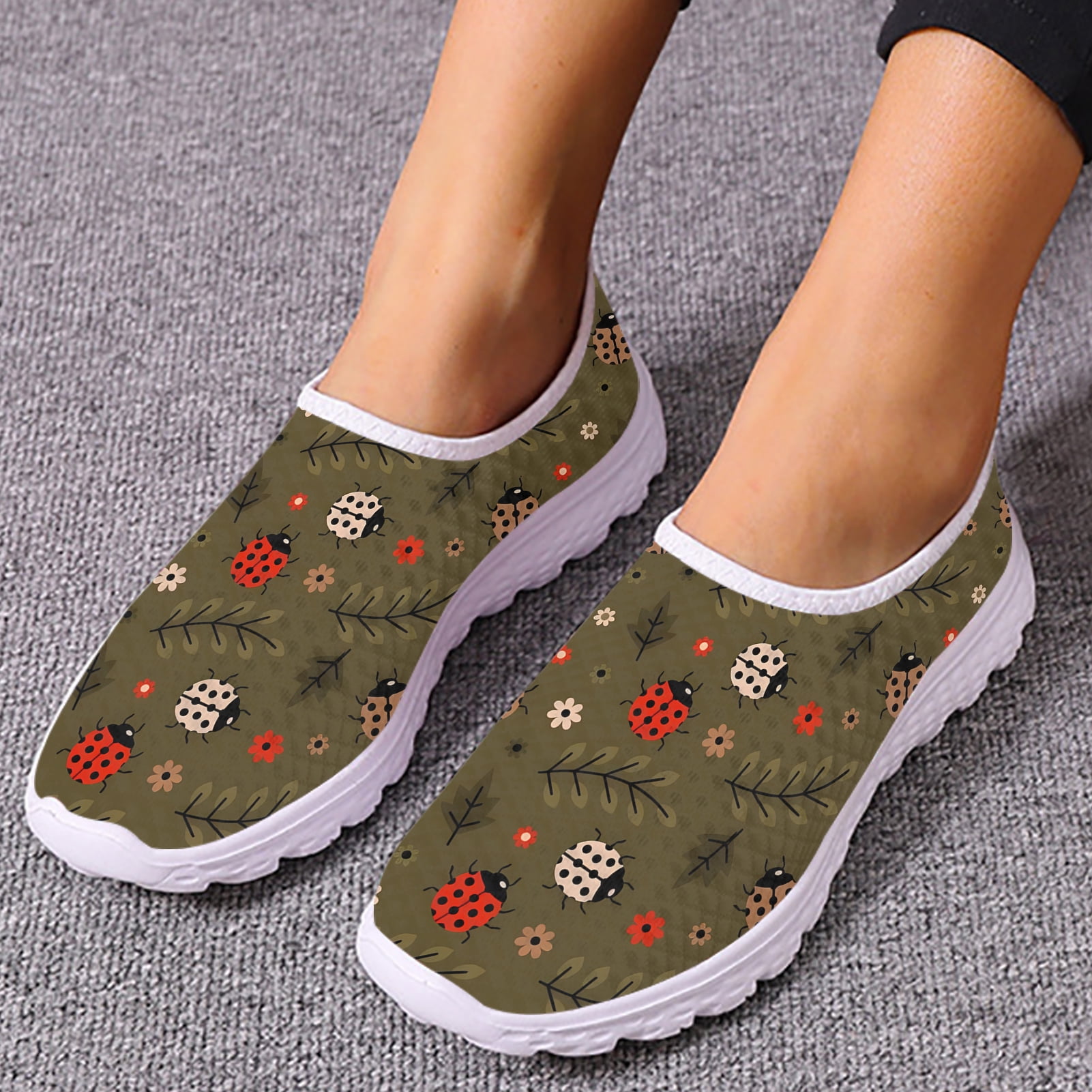 Seven-star Comfortable Breathable Loafers For Women With Cartoon Insect ...