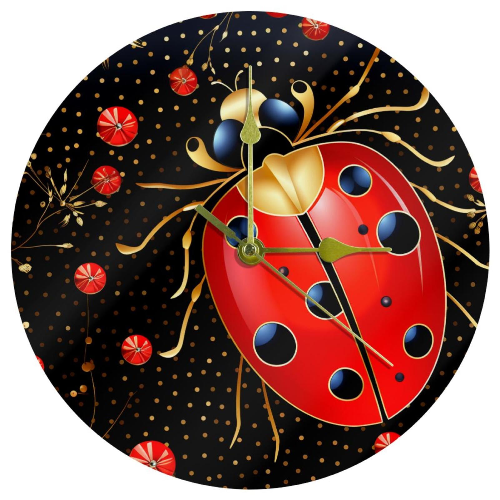 Seven-star ladybug 9.8-Inch Round Acrylic Wall Clock, Silent Non ...