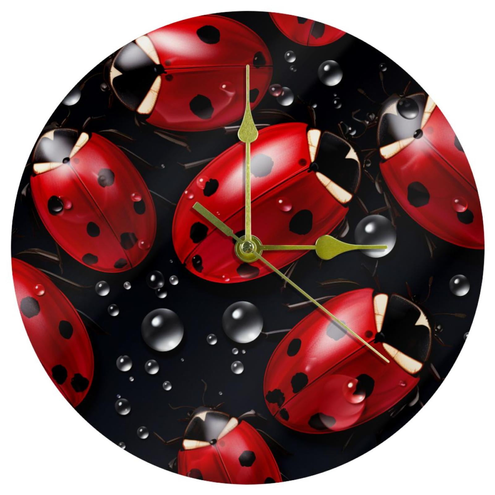 Seven-star ladybug 9.8-Inch Round Acrylic Wall Clock - Silent Non ...