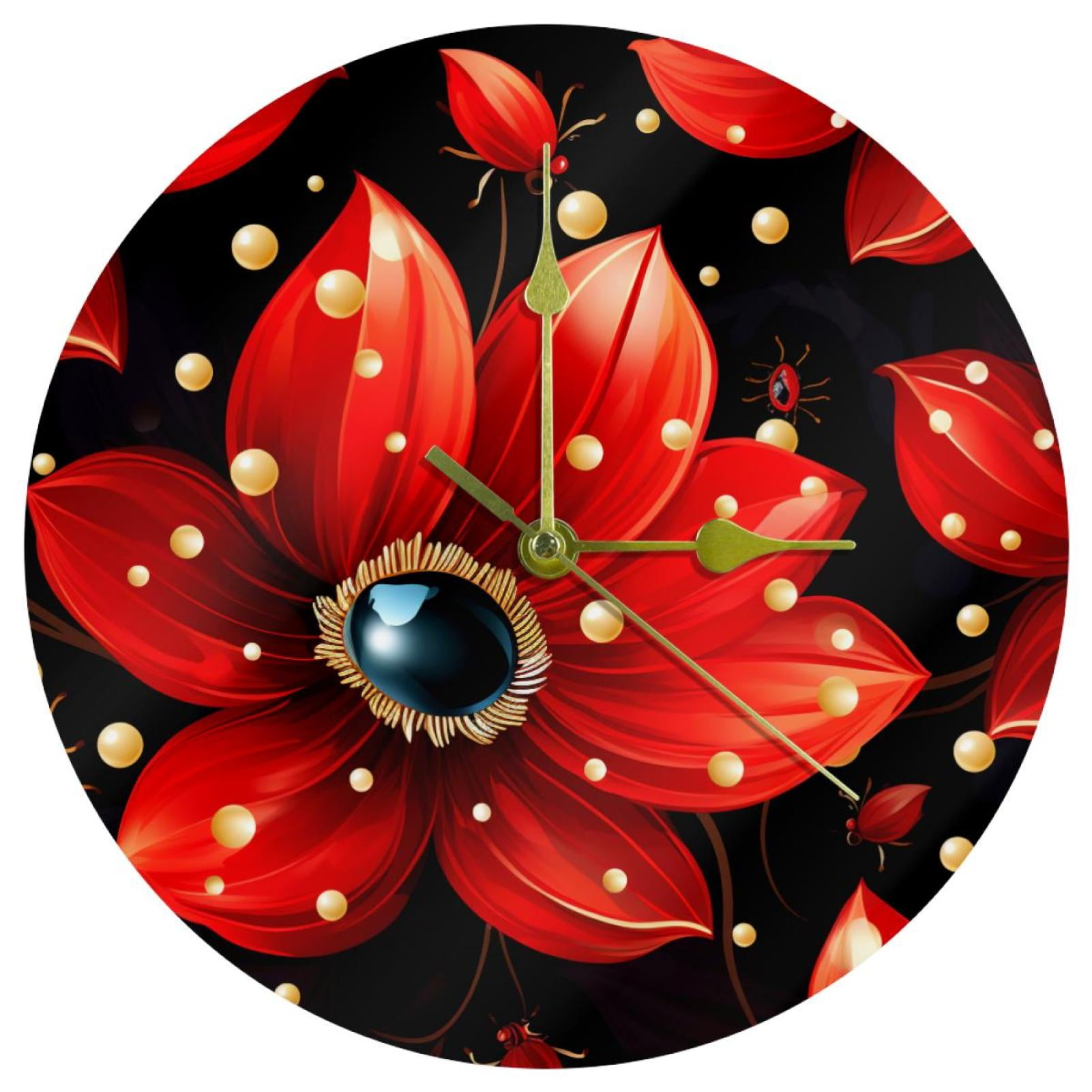 Seven-star ladybug Circular Acrylic Wall Clock - Sleek & Modern ...