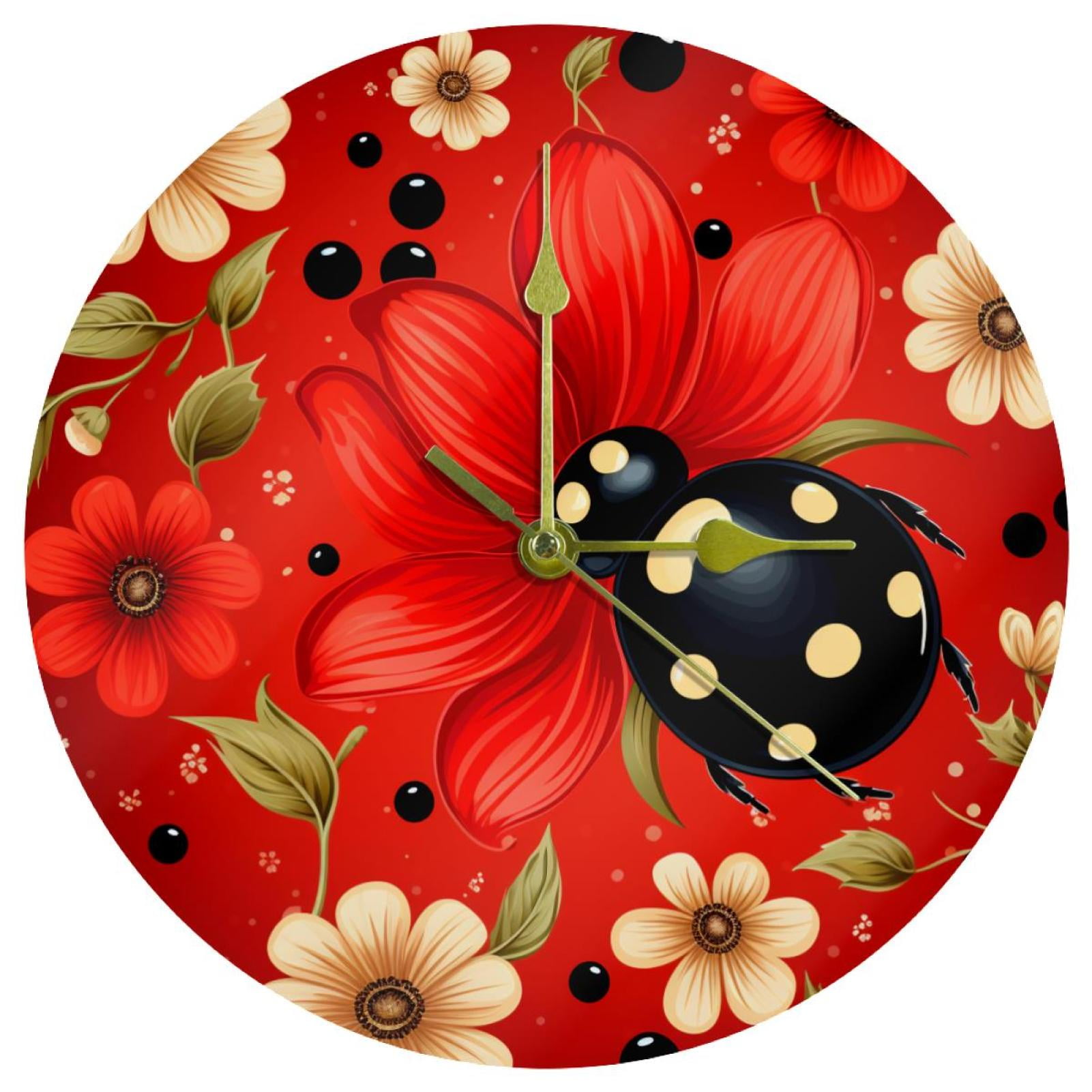 Seven-star ladybug Circular Acrylic Wall Clock - Stylish Timepiece for ...