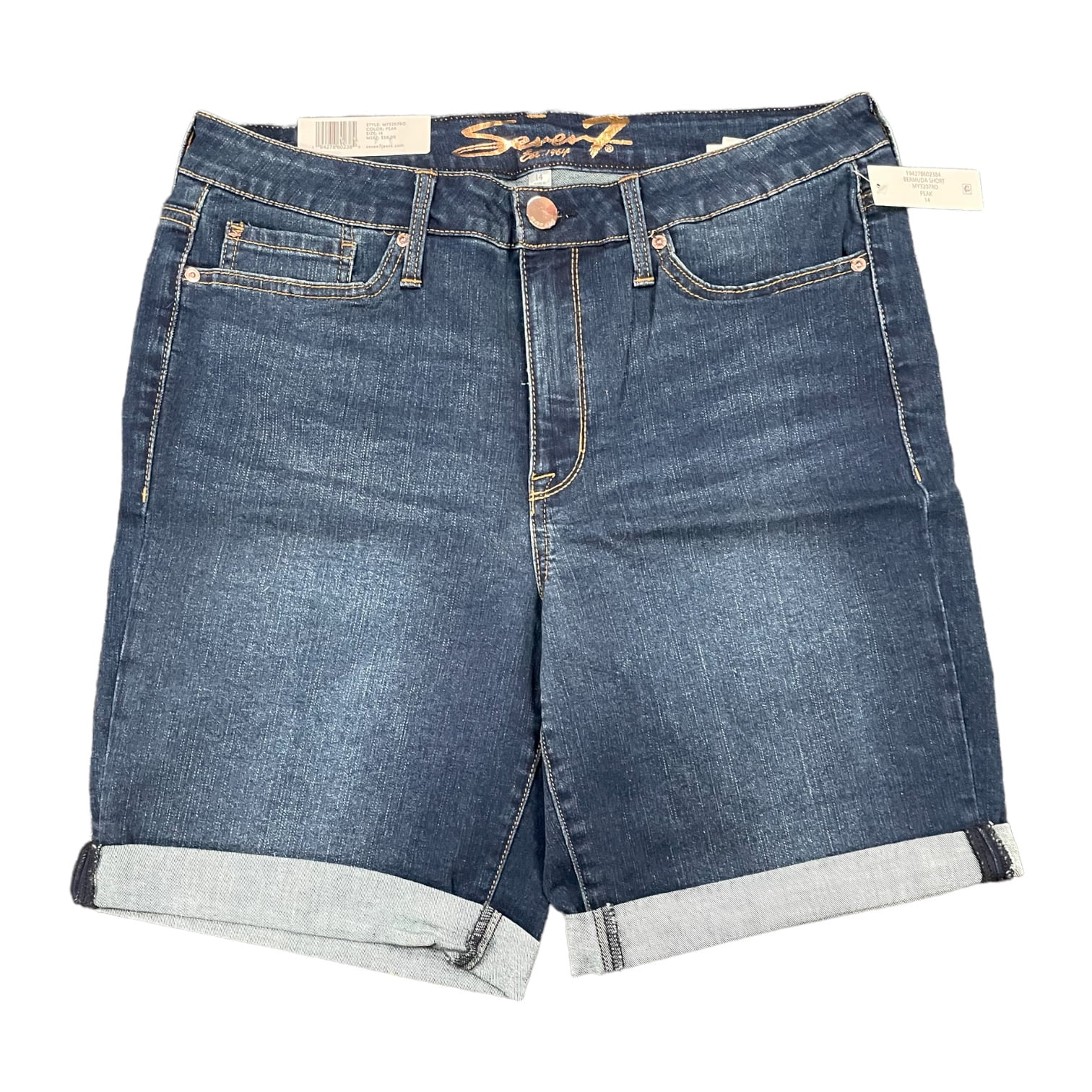 Seven7 Women's 9" Inseam Denim Rolled Cuff Slim Fit Weekend Short (Peak ...