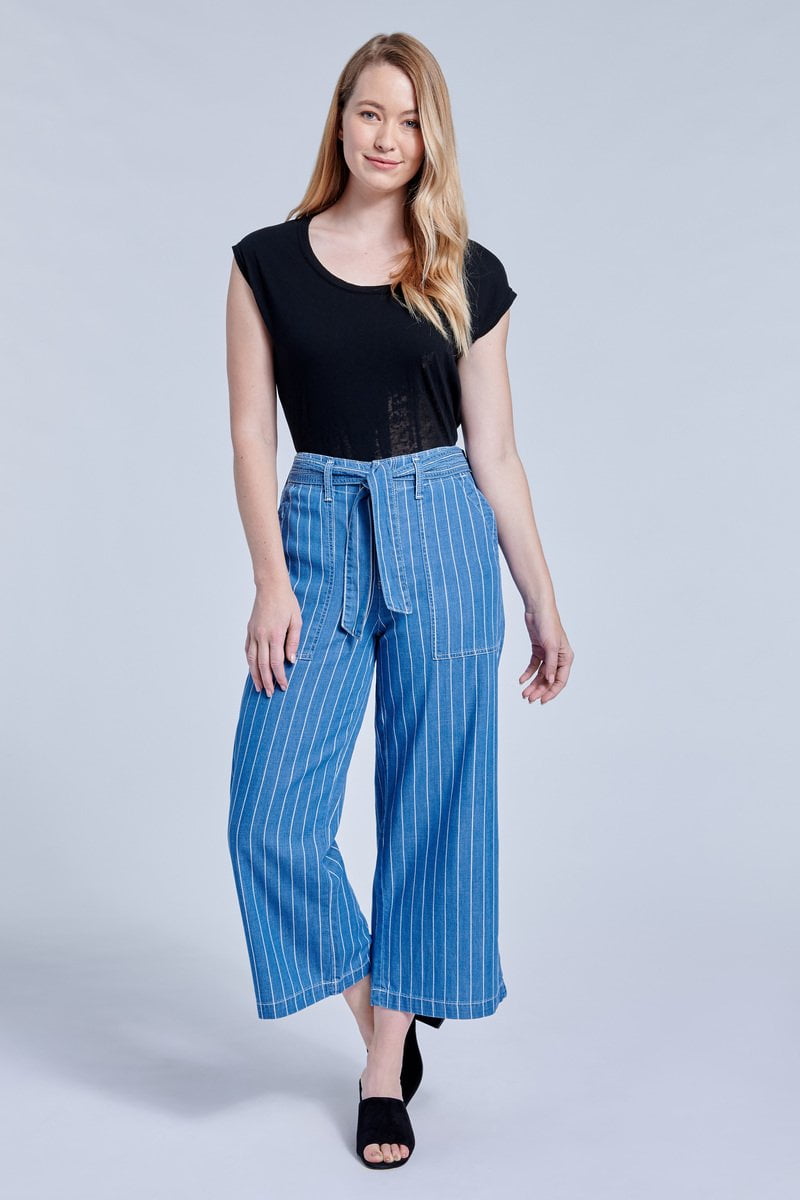 Seven7 Women's Lightweight Belted 26" Inseam Wide Leg Pants w/ Pockets ...