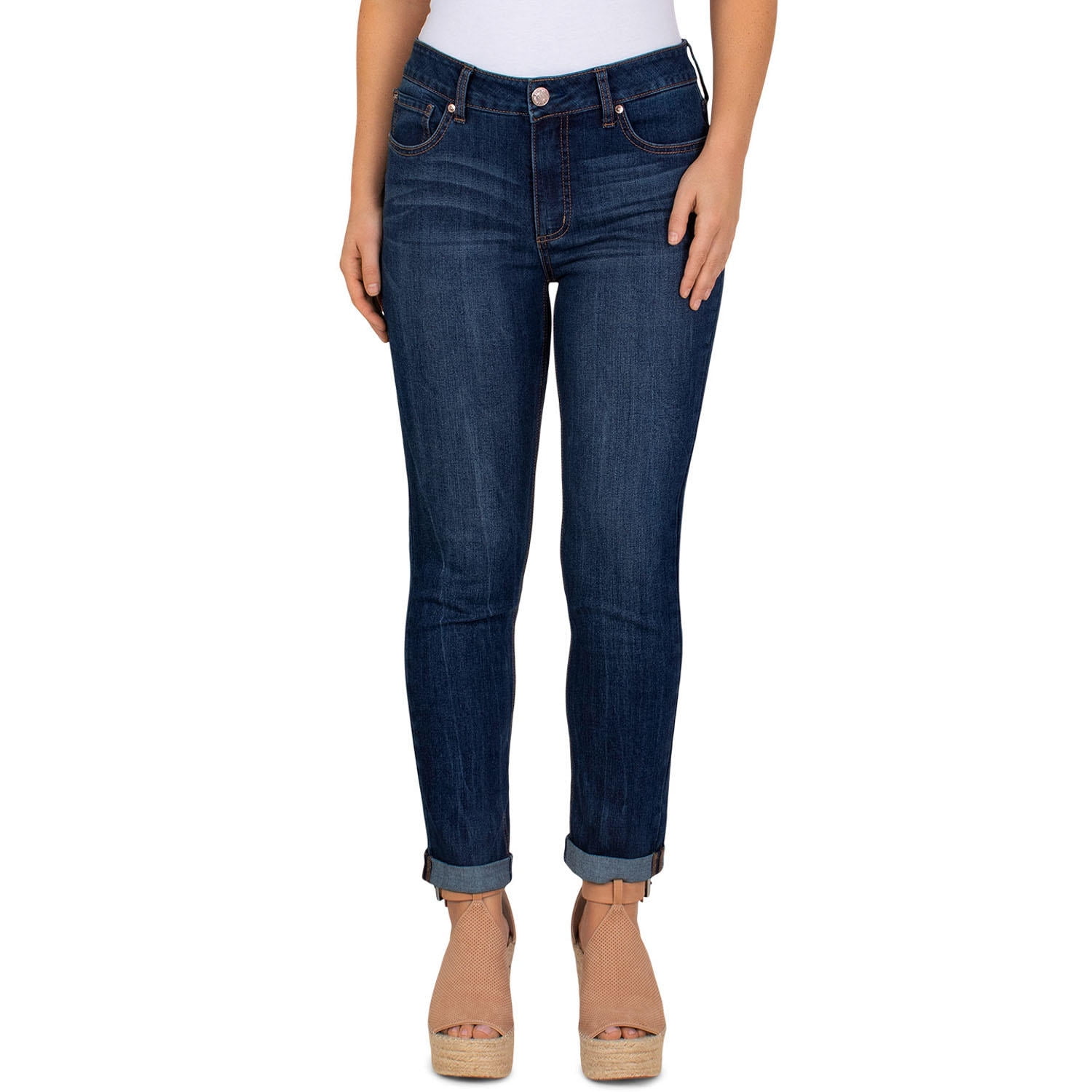 Seven7 Women's Tummyless Slim Fit Jean with Slimming Control Panel ...