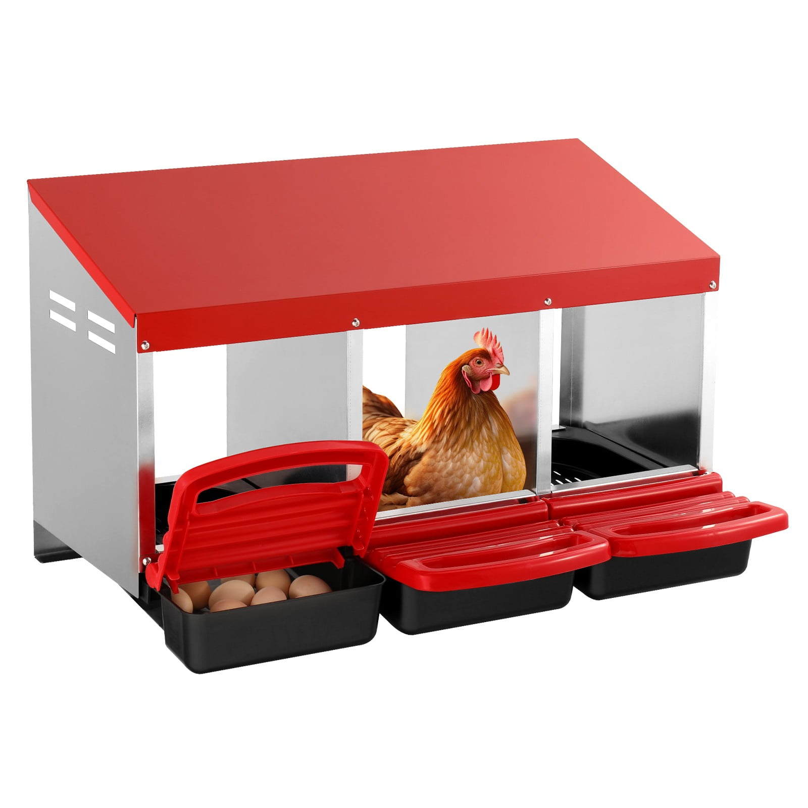 SevenThree 3-Compartment Chicken Nest Box Metal Box with Inclined ...