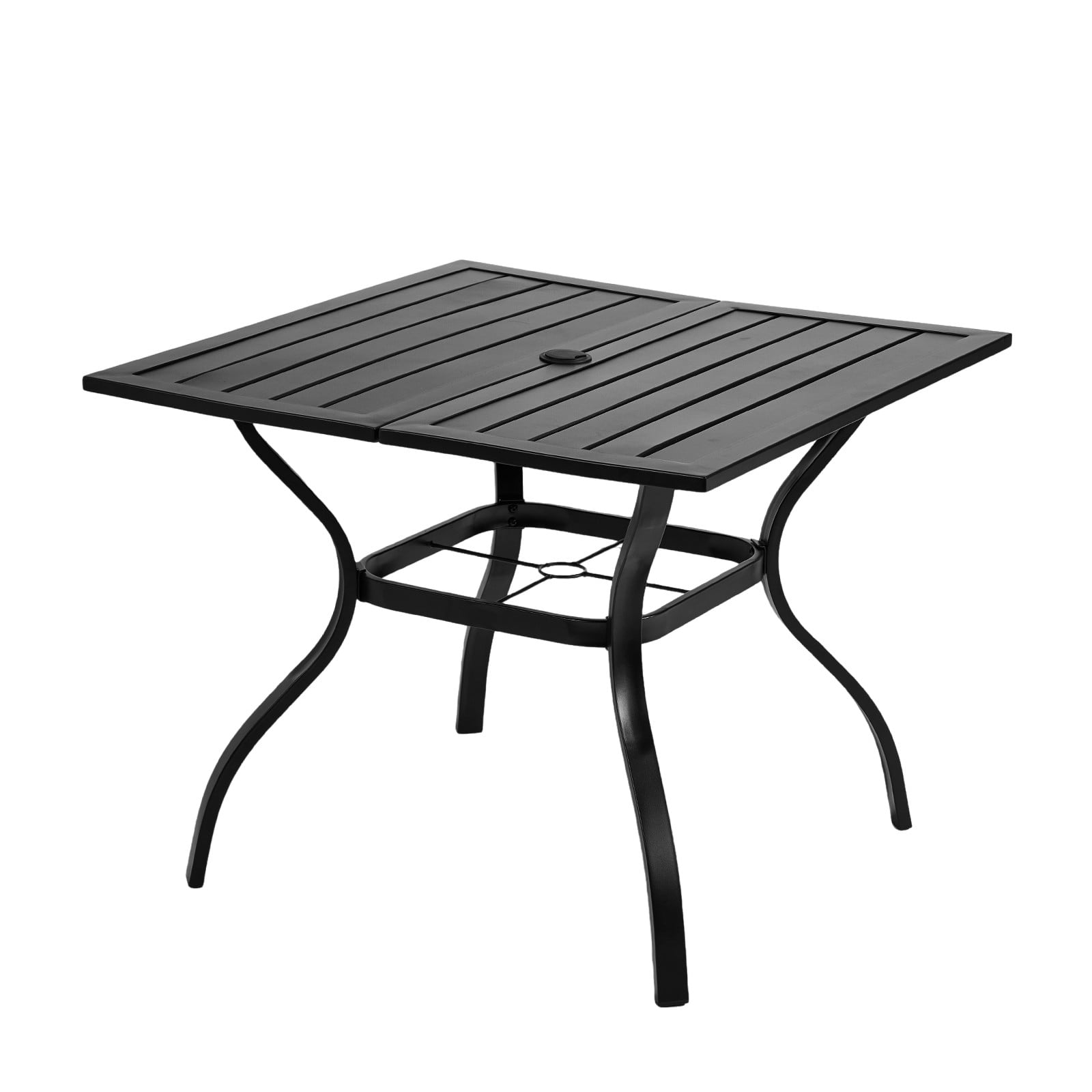 SevenThree 35 Inch Outdoor Dining Table, Metal Slatted Square Patio ...