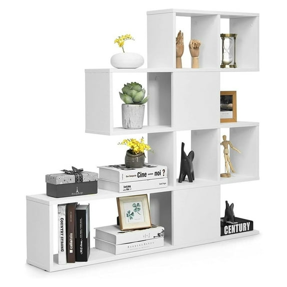 SevenThree 8 Cubes Bookshelf, Modern Ladder Corner Bookcase, 8-Cube ...