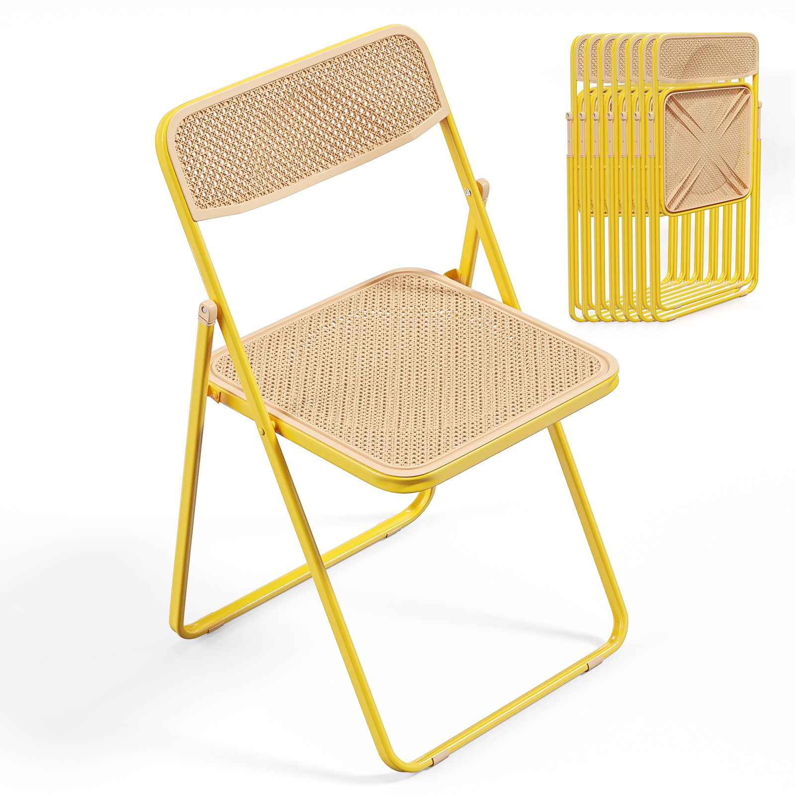 SevenThree Folding Chair Modern Iron Frame Accent with Woven Texture ...