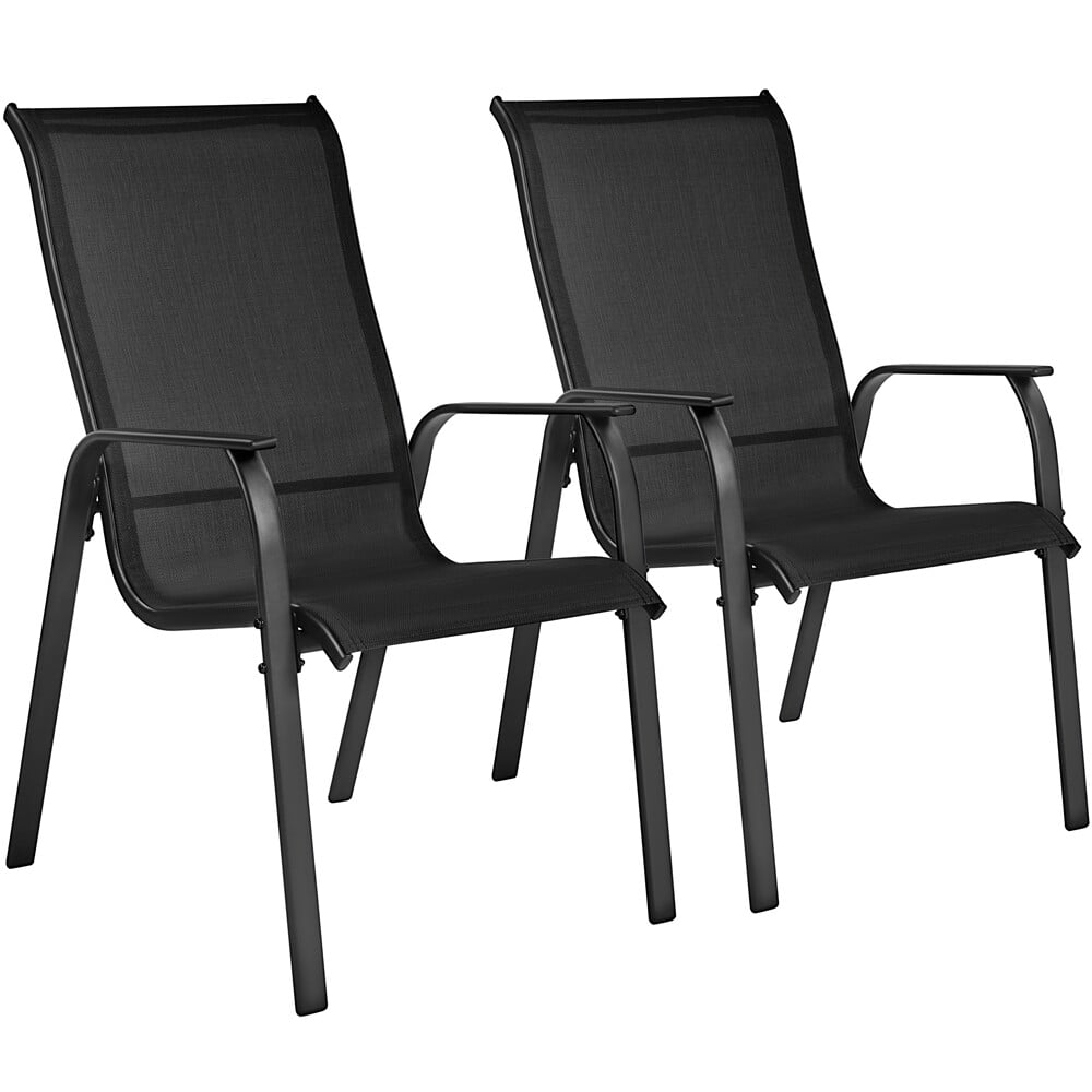 SevenThree Set of 2 Patio Dining Chairs, Outdoor Stackable Patio Chairs ...
