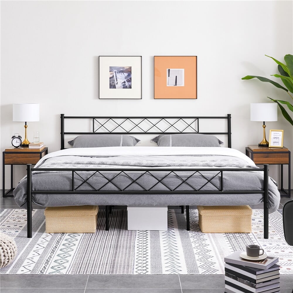 SevenThree Twin Full Queen King Metal Platform Bed Frame w/Headboard ...