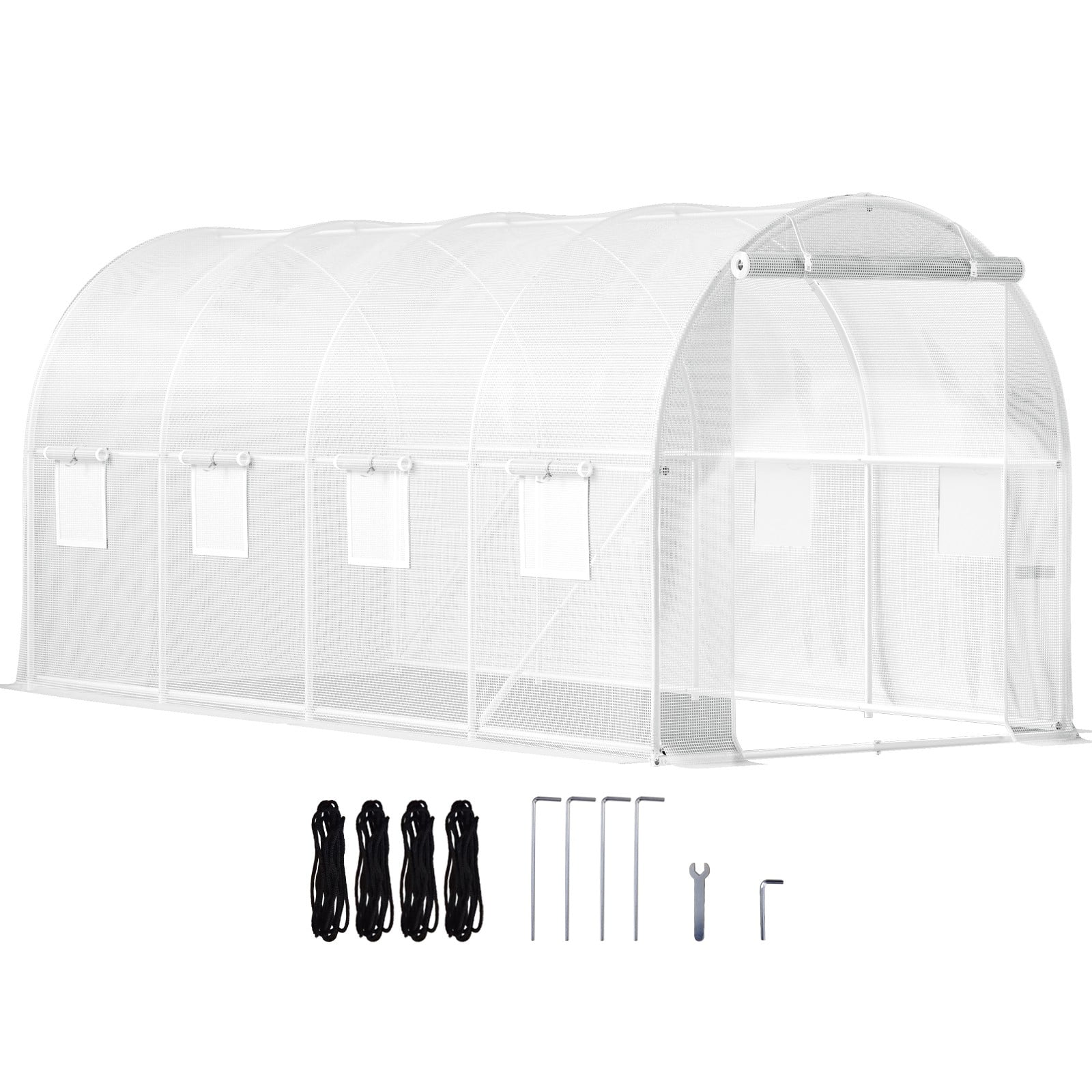 SevenThree Walk-in Tunnel Greenhouse Galvanized Frame Waterproof 15x6.5x7 ft,The well-ventilated ...