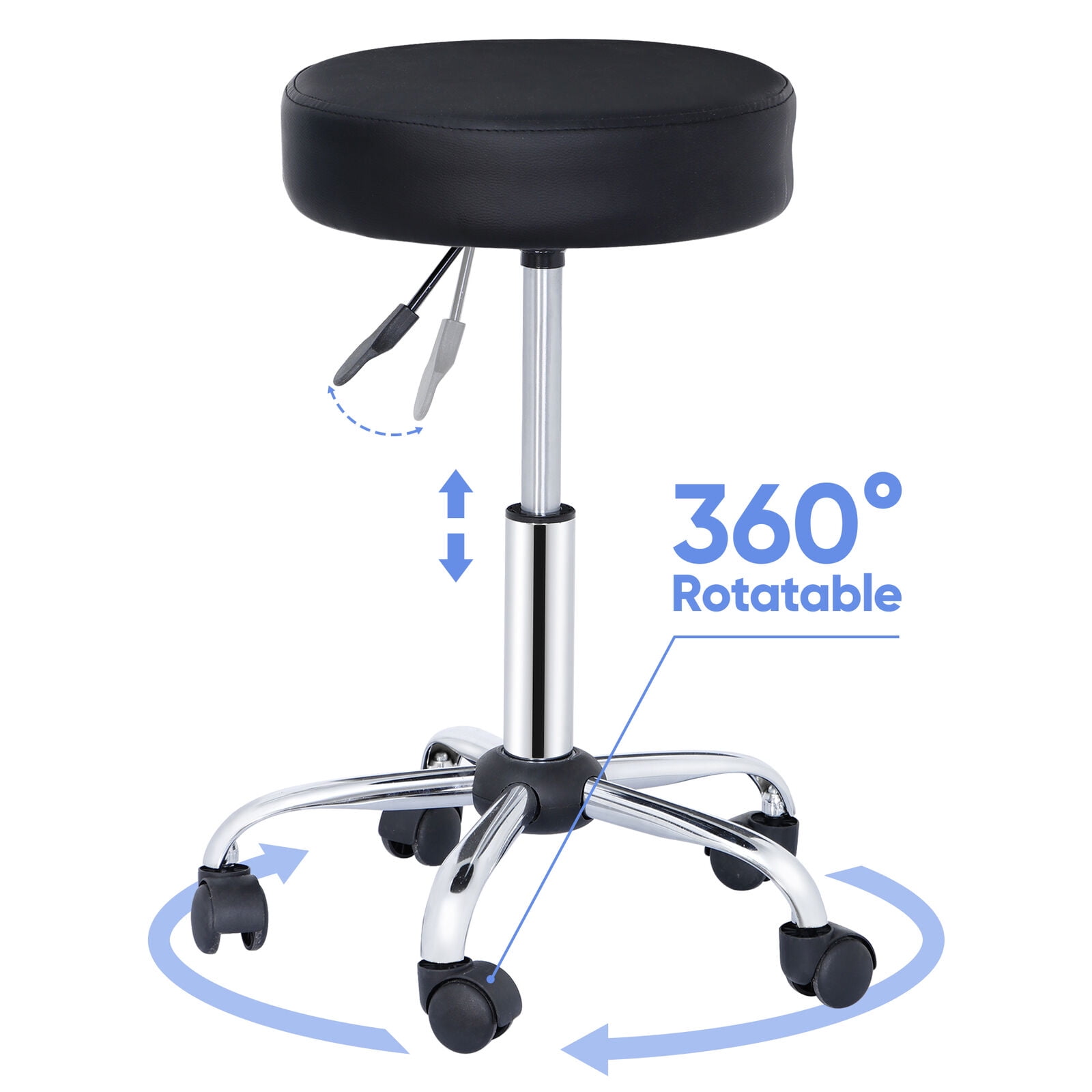 SevenThree djustable Round Rolling Stool with Wheels, Drafting Stool ...
